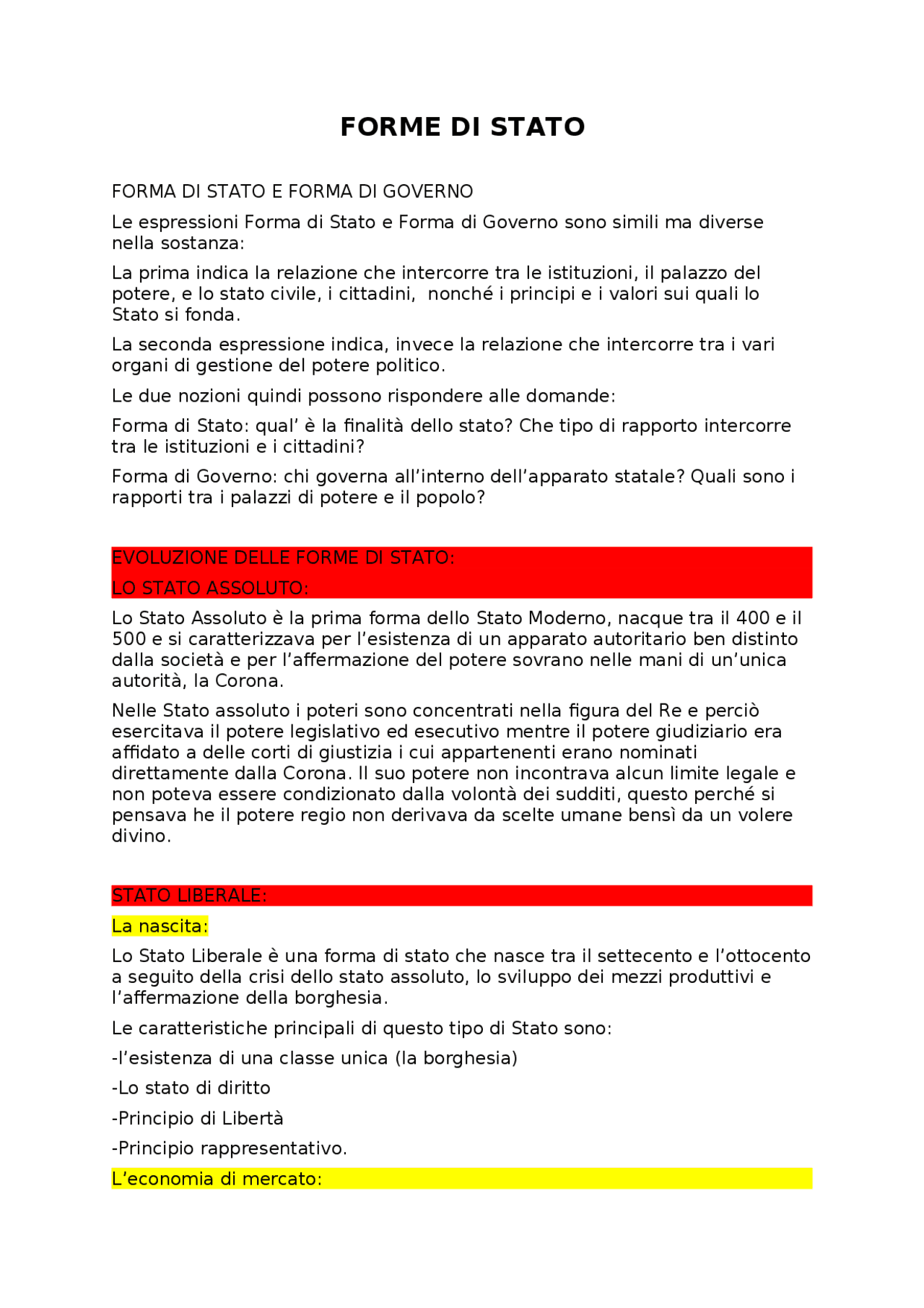 Le diverse forme di stato - Docsity