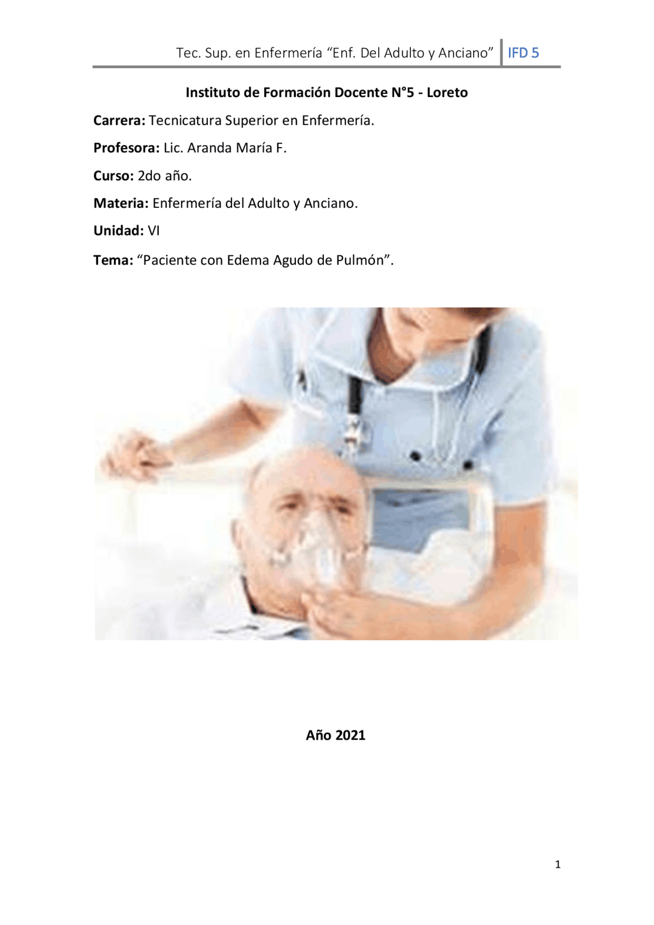 Paciente con edema pulmonar - Docsity