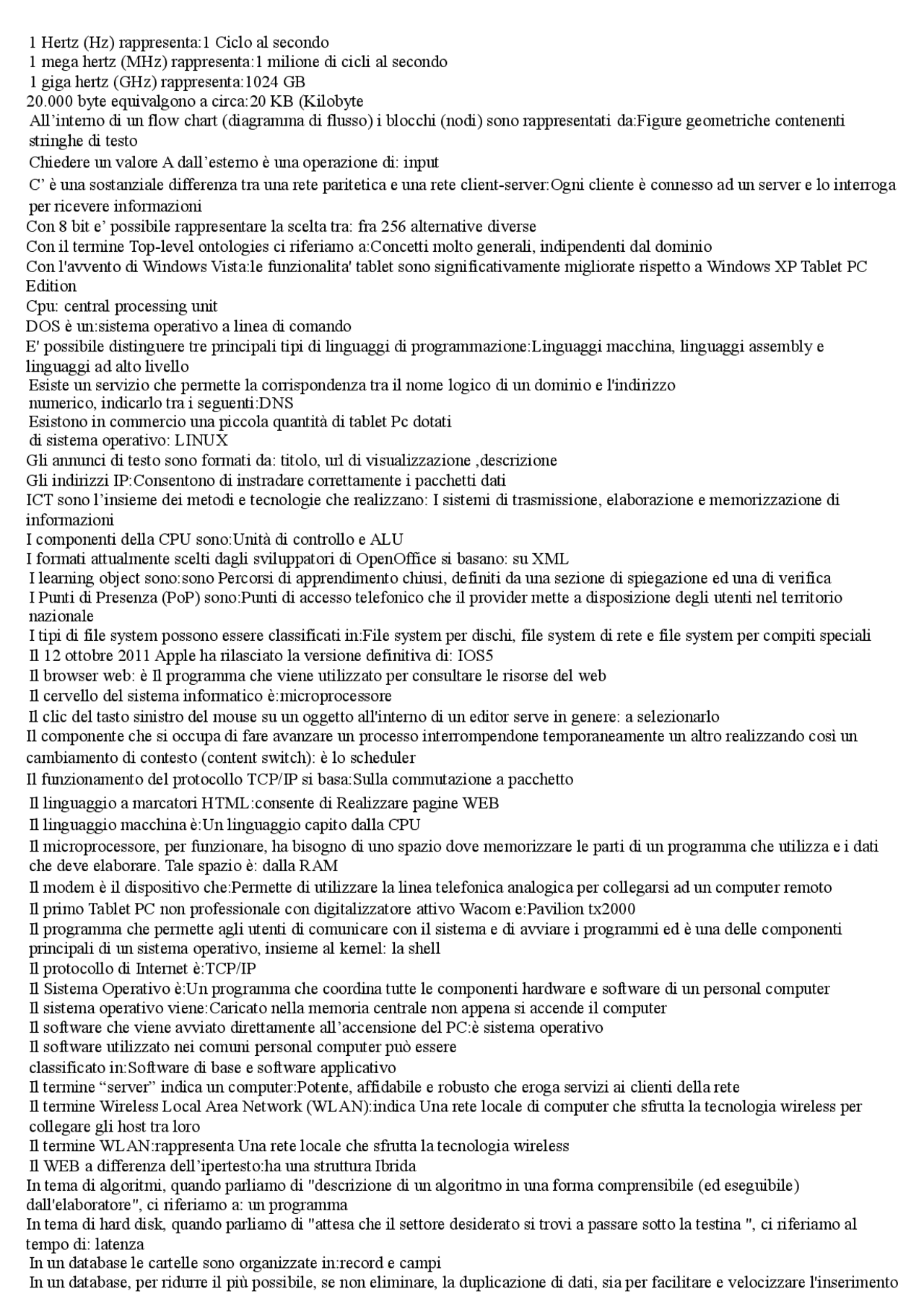 Domande Esame Di Informatica Unipegaso Docsity