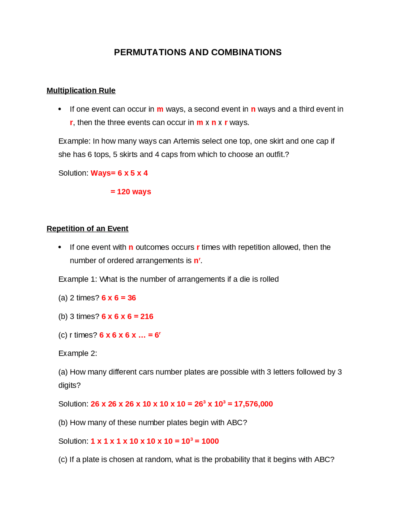 The document is all about Permutation and Combination - Docsity