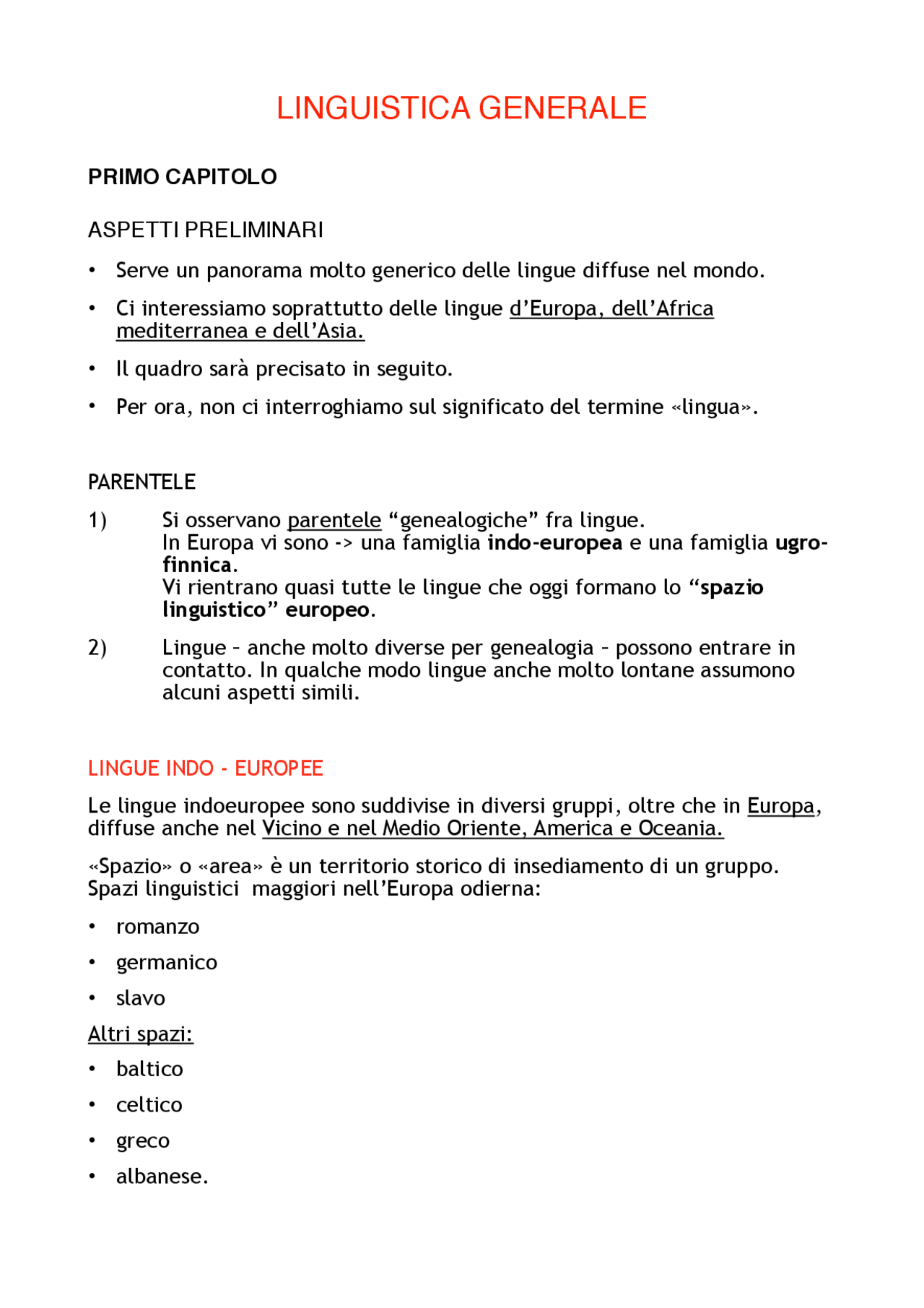Appunti Linguistica Generale I Semestre Docsity