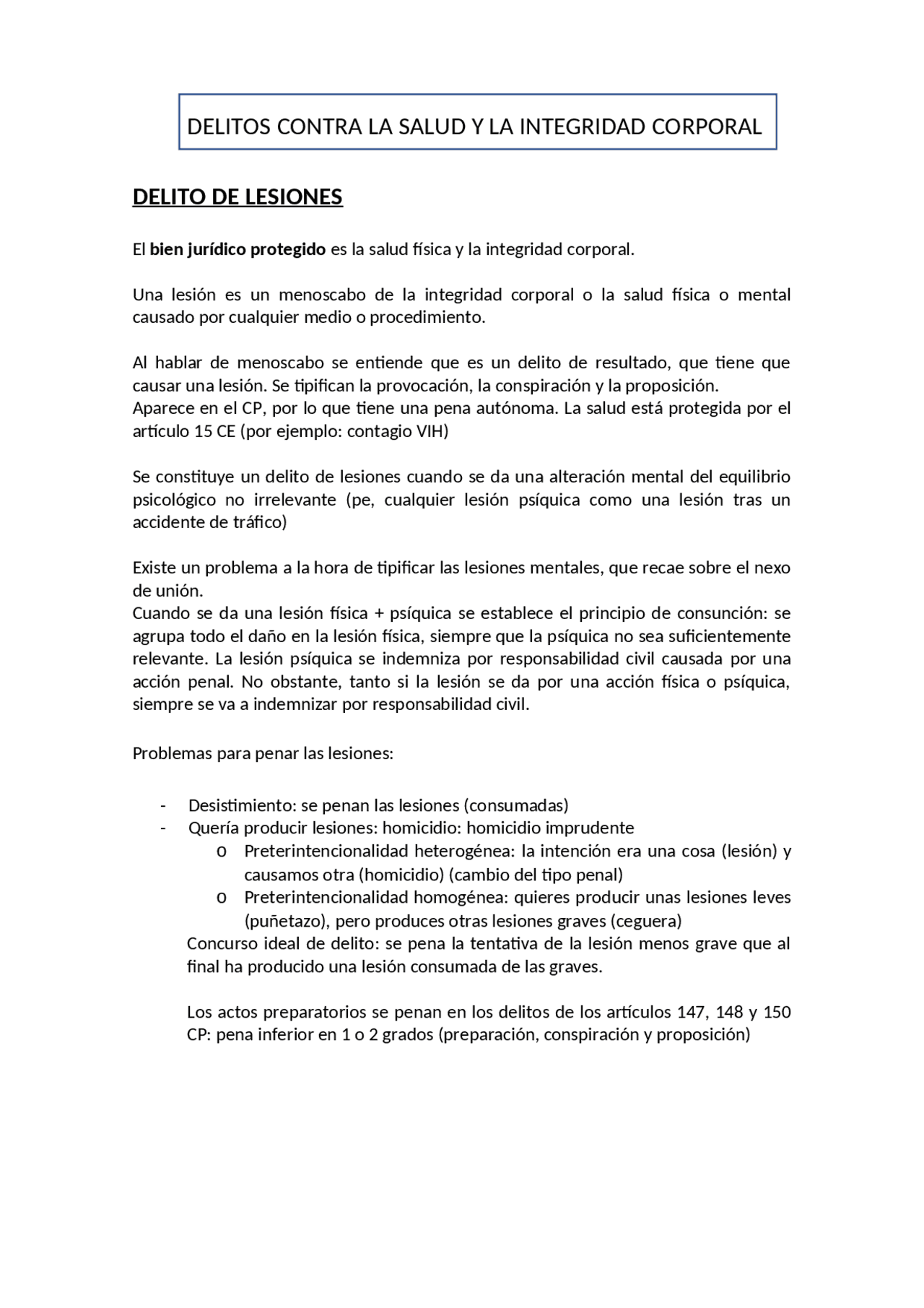 Apuntes Lesiones Derecho Penal Ii Docsity