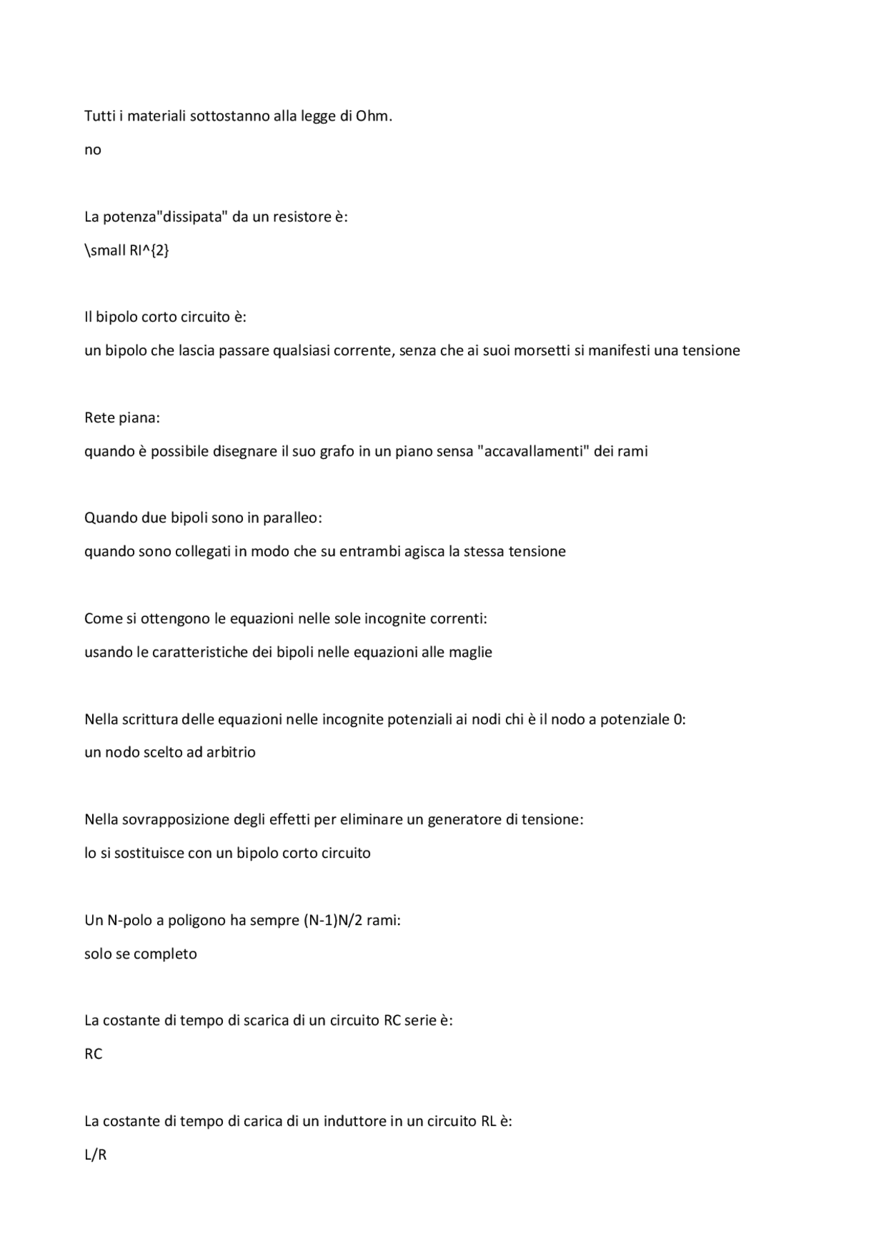 Prove Di Esame Completo Principi Di Ingegneria Elettrica Ingegneria