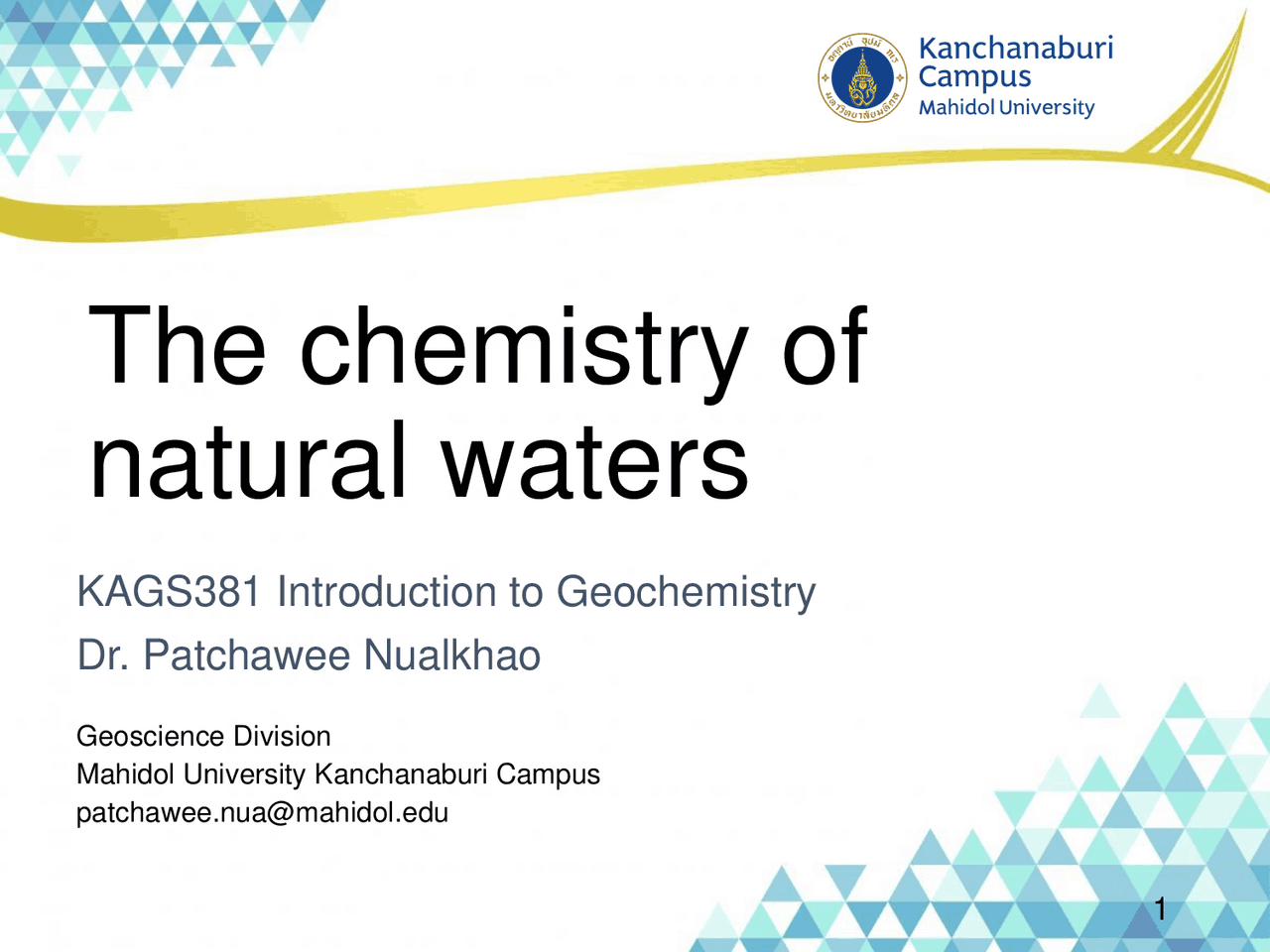 The chemistry of natural waters - Docsity