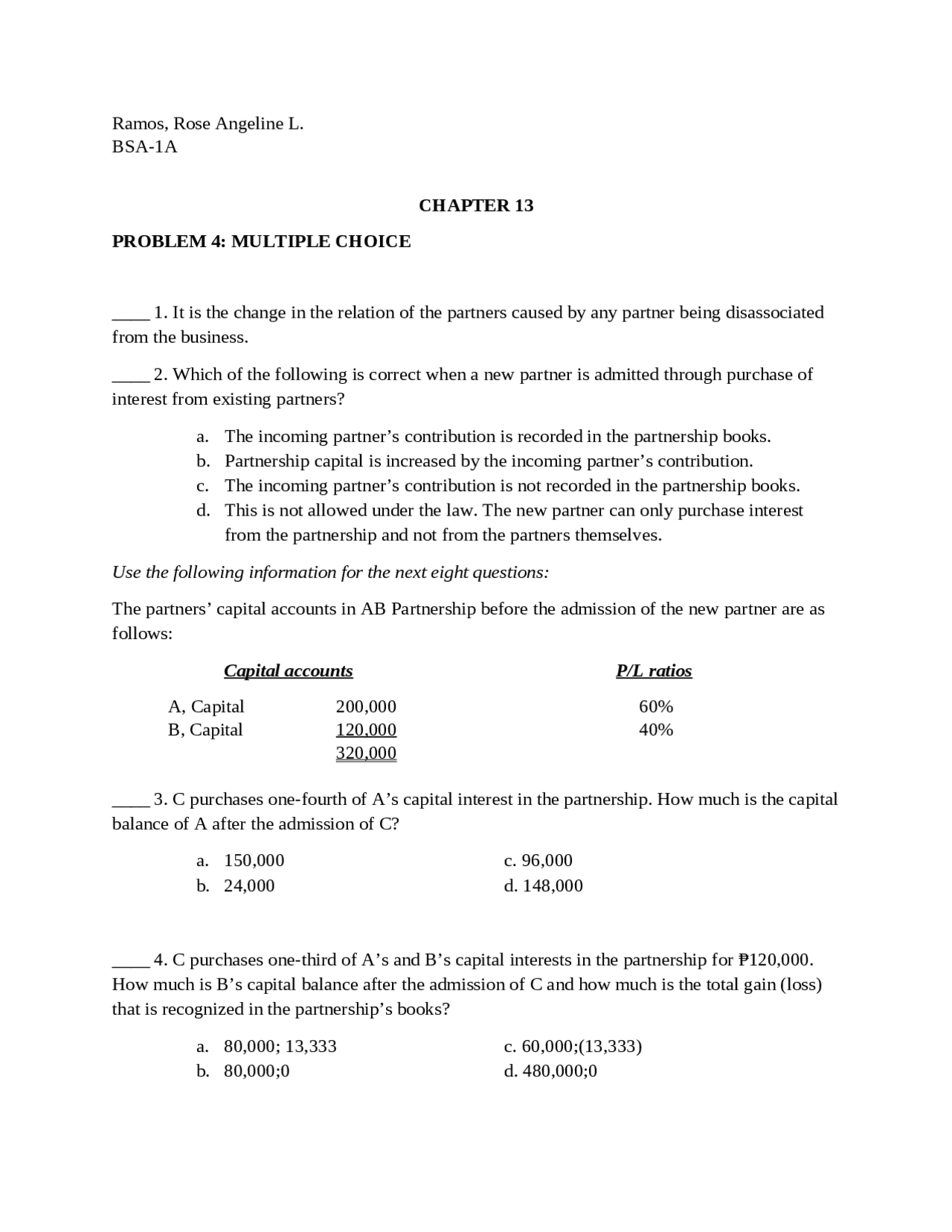 Partnership Accounting: Admission & Retirement of Partners - MCQs & Exercises | Exercises ...