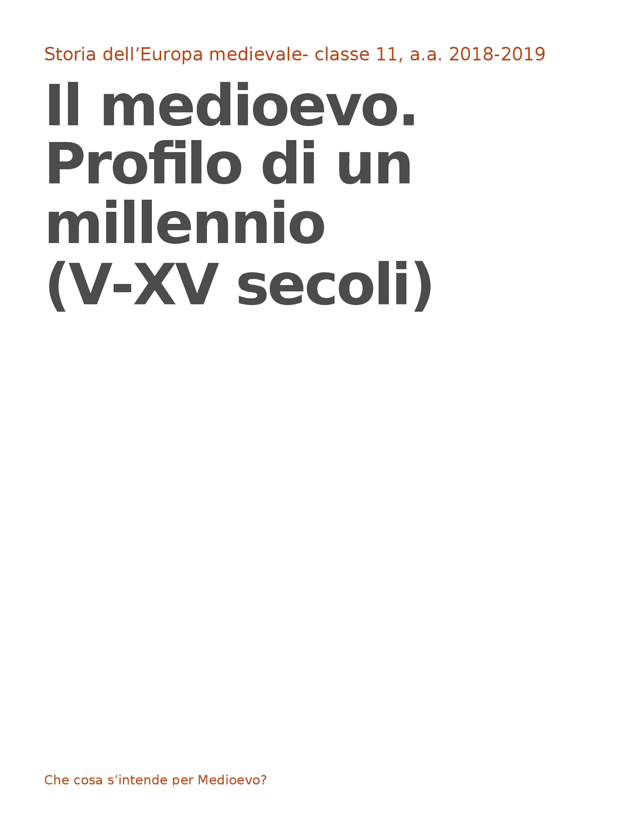 Il Medioevo Profilo Di Un Millennio Docsity