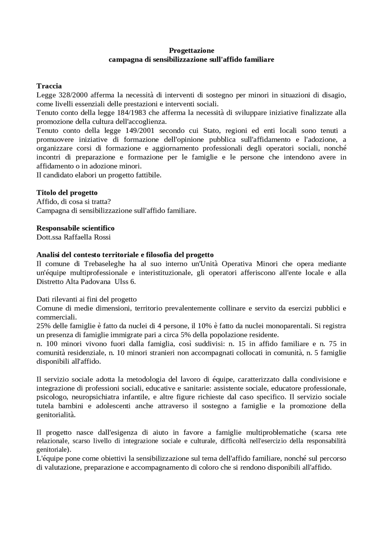 Progettazione Sociale Docsity