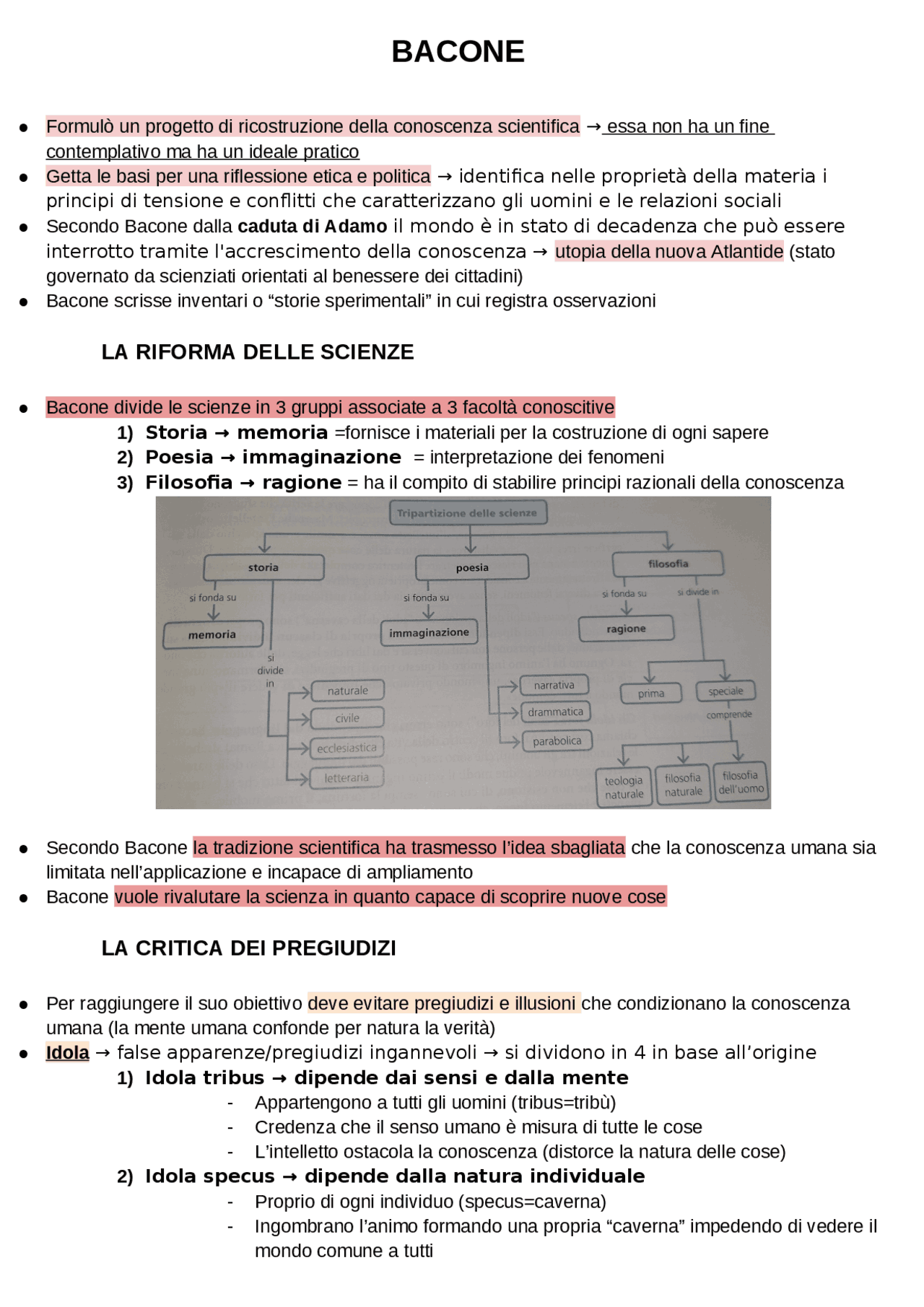Francesco Bacone Filosofia Docsity