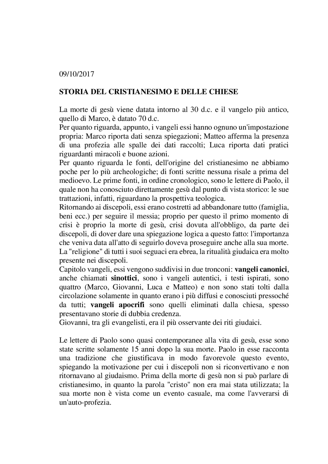 Appunti Di Storia Del Cristianesimo E Delle Chiese Appunti Di Storia