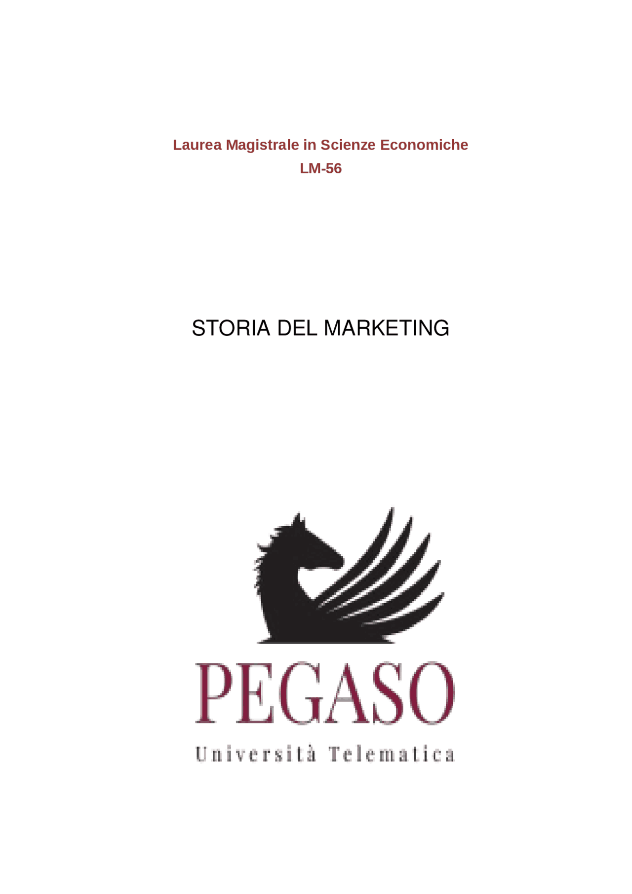 Storia Del Marketing Università Telematica Pegaso Docsity