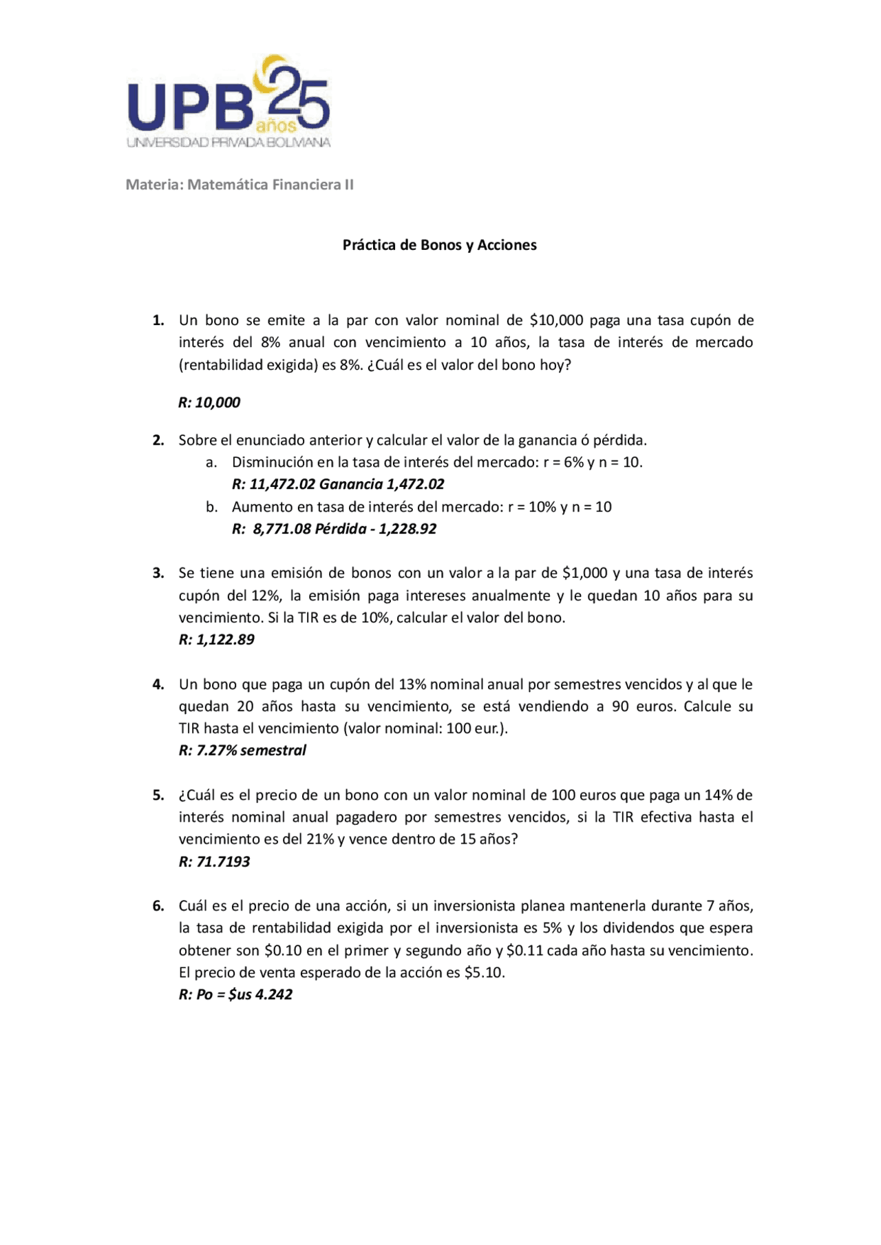 Para Practicar Ejercicios De Economia Docsity