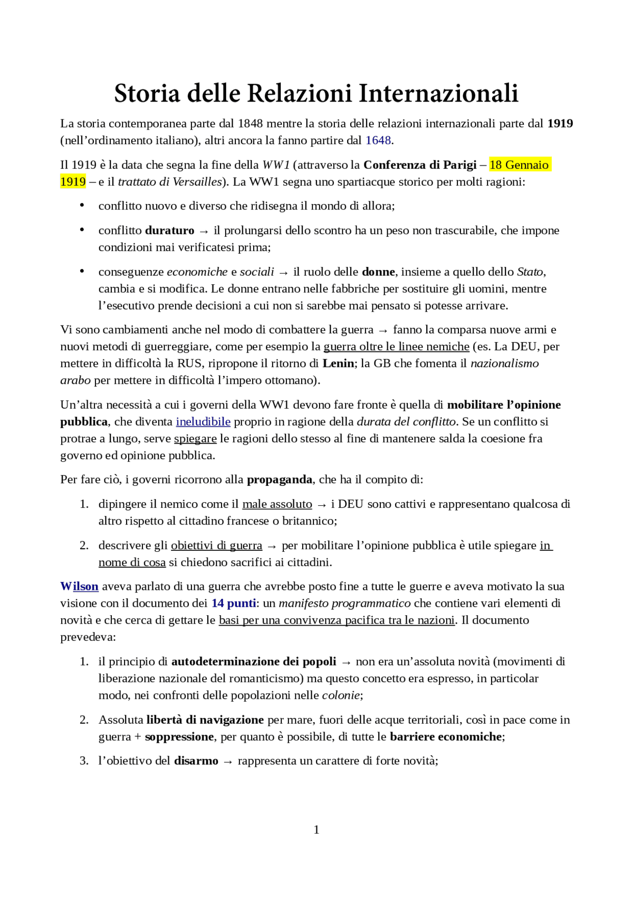 Storia Delle Relazioni Internazionali Appunti Manuale D Vignati