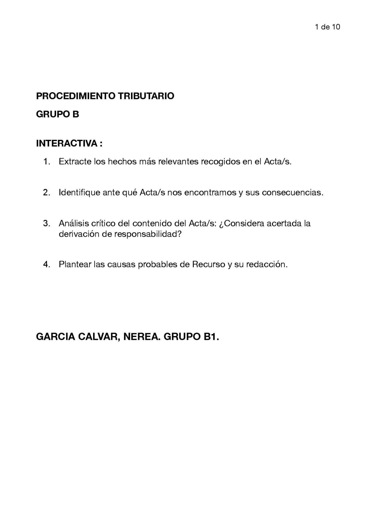 PrÁctica Procedimientos Tributarios Docsity