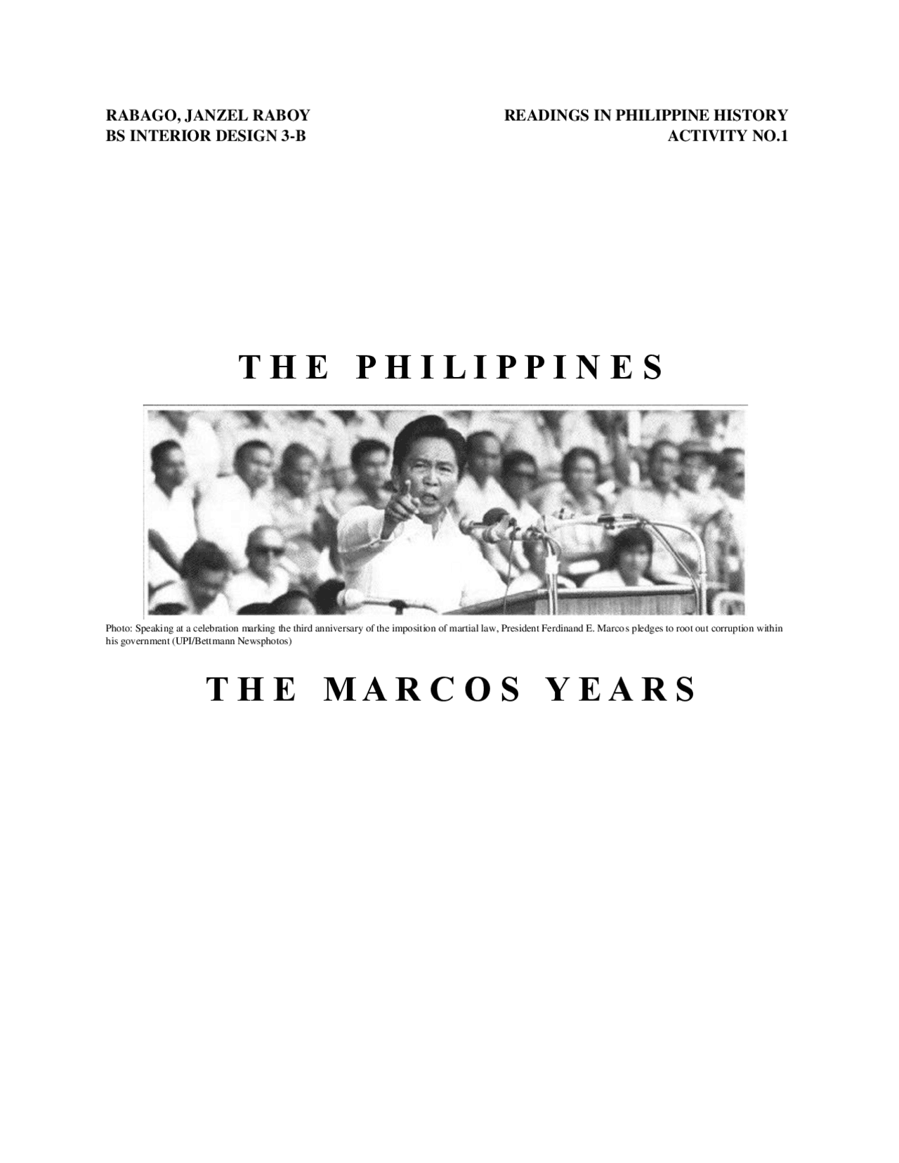 The Marcos Years (Secondary Source-Readings in Philippine History ...