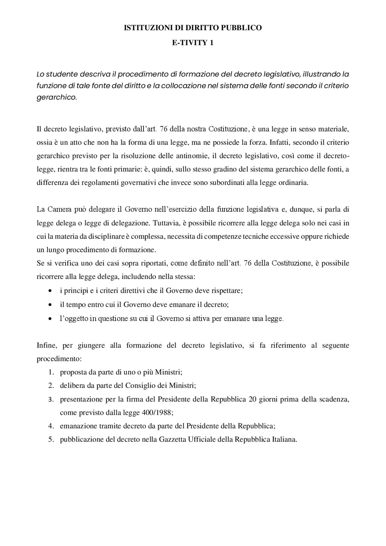 E Tivity Diritto Pubblico Esercizi Di Istituzioni Di Diritto Pubblico