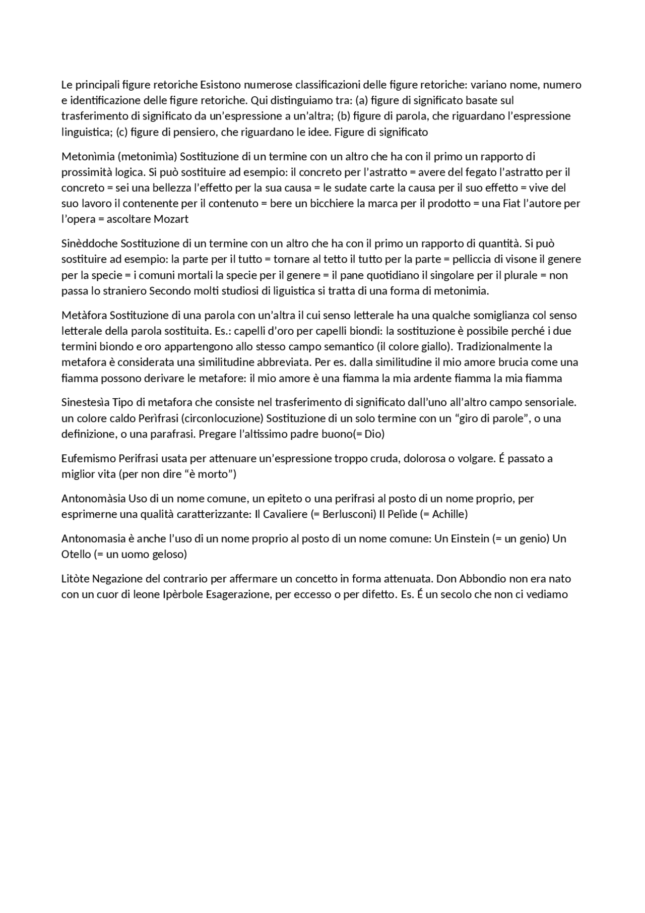 Appunti Figure Retoriche Docsity