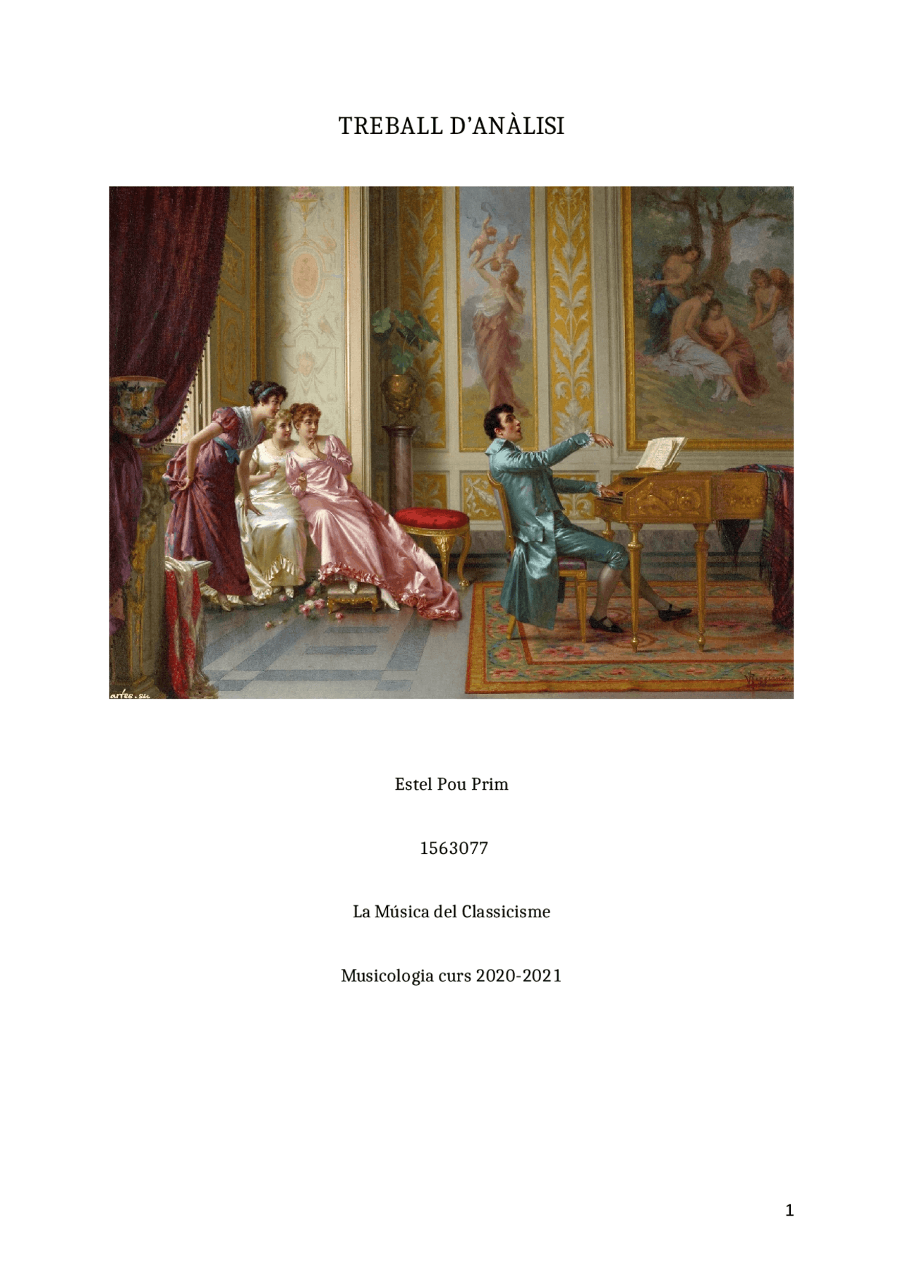Treball Danàlisi Classicisme Docsity
