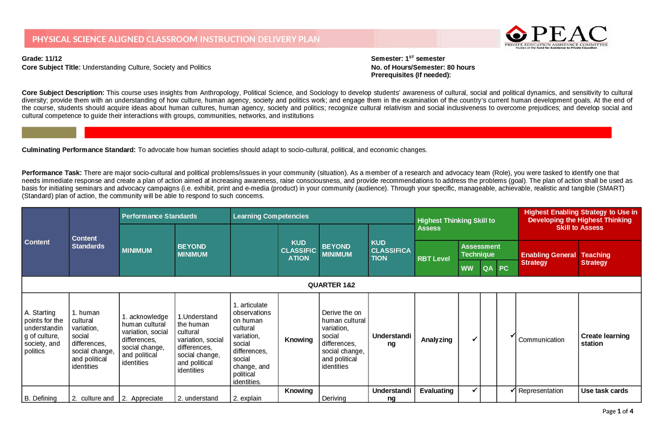 Flexible plan for UCSP - Docsity