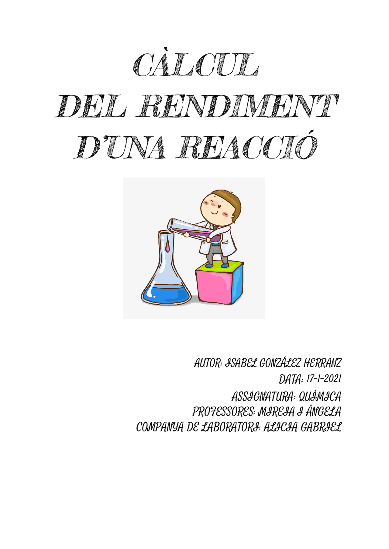 Cálculo del rendimiento de una reacción - Docsity