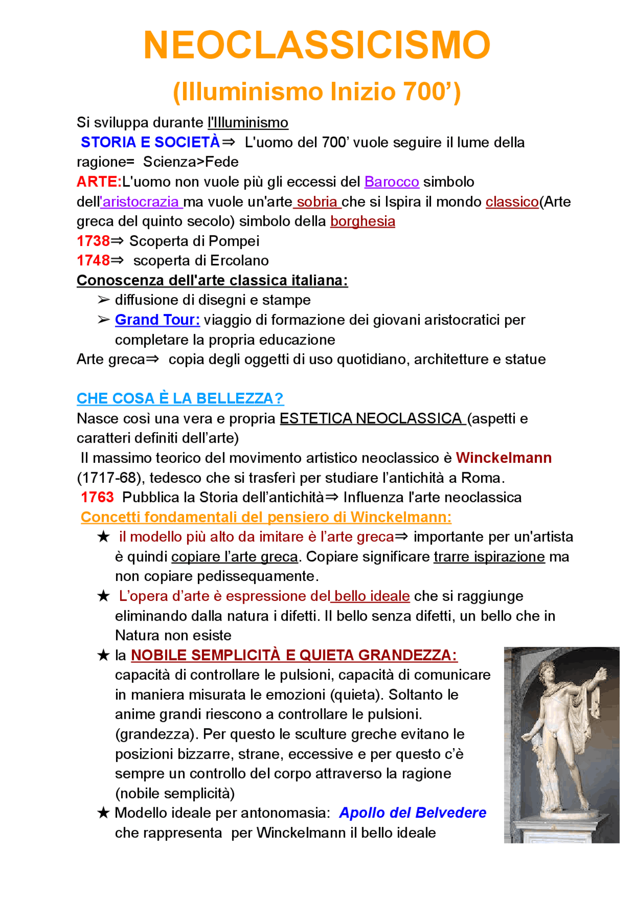 Neoclassicismo E Canova Docsity