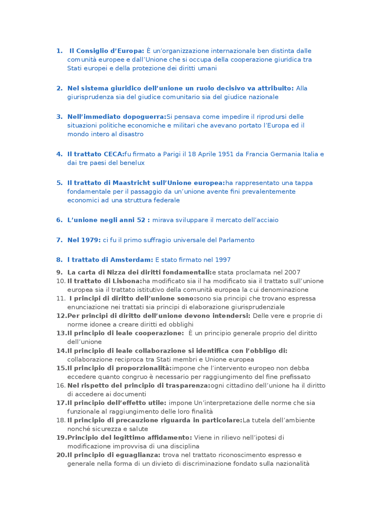 Diritto comunitario - Docsity
