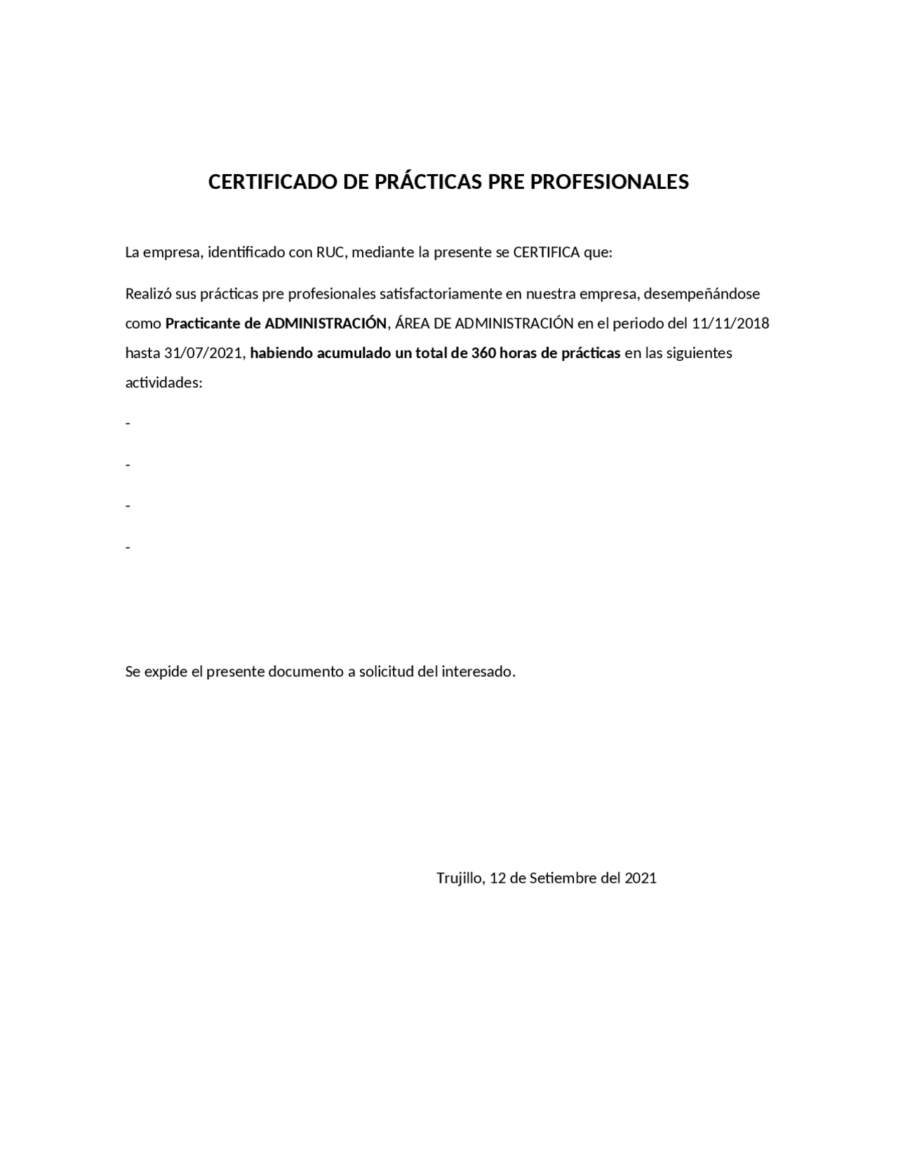 Certificado de practicas pre- profesonales 23 - Docsity
