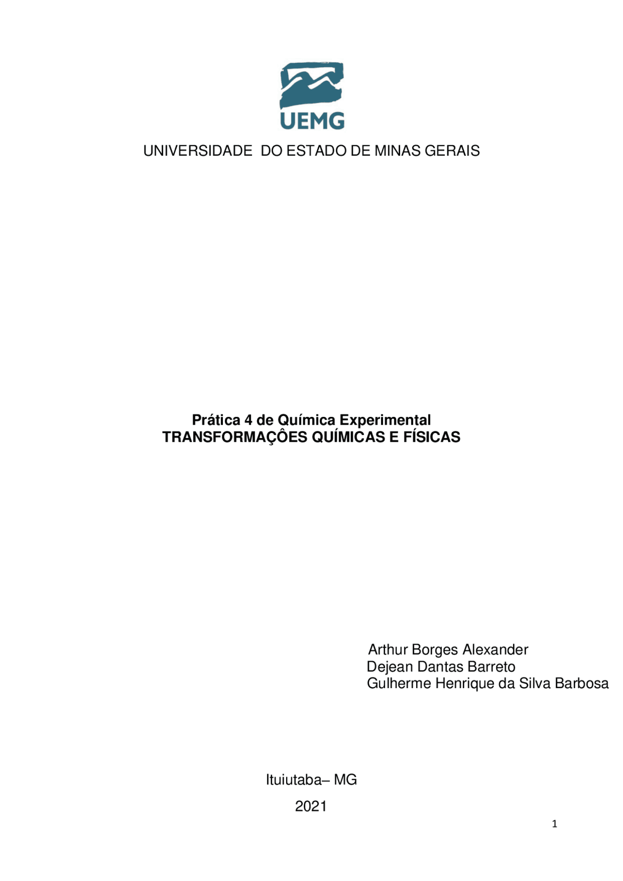 Relatório 4 De Química Experimental Docsity