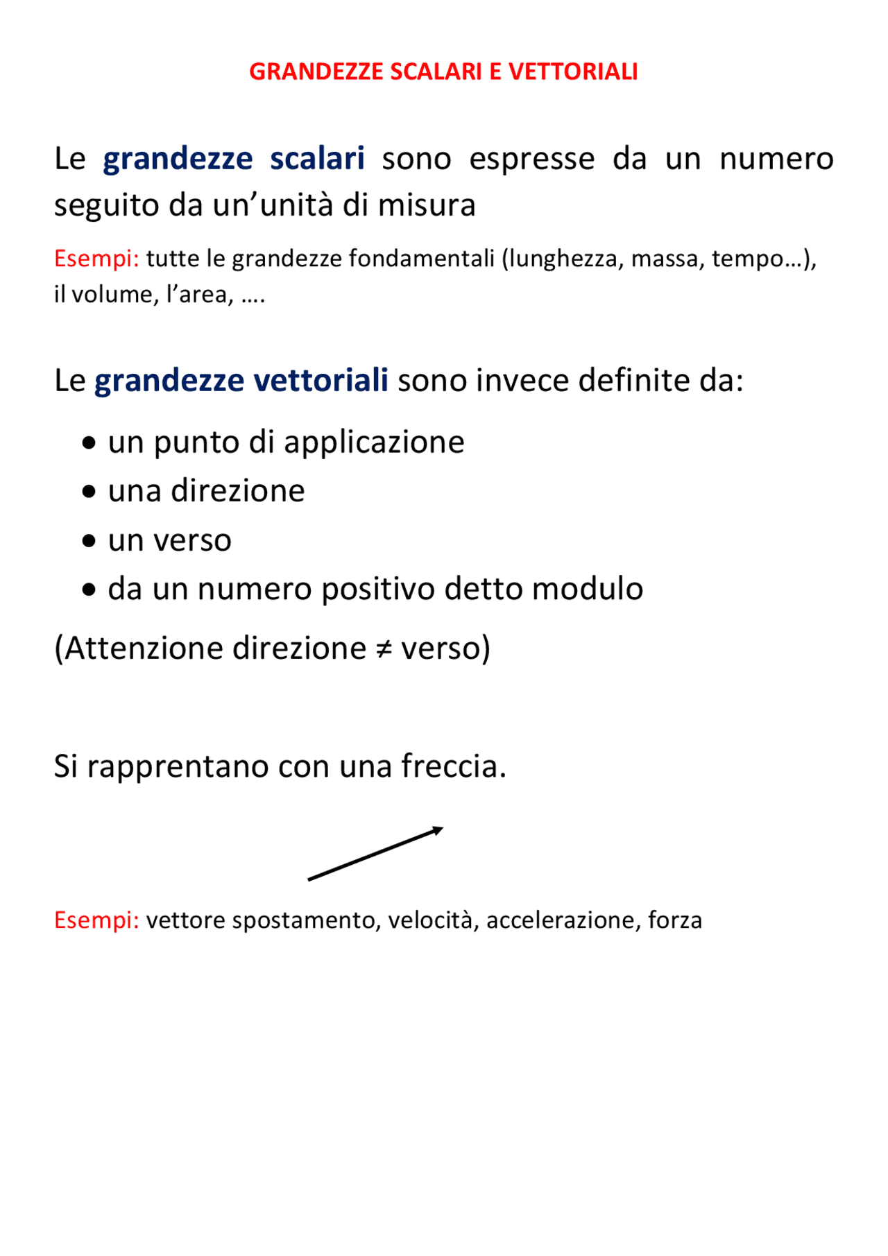 GRANDEZZE SCALARI E VETTORIALI - Docsity