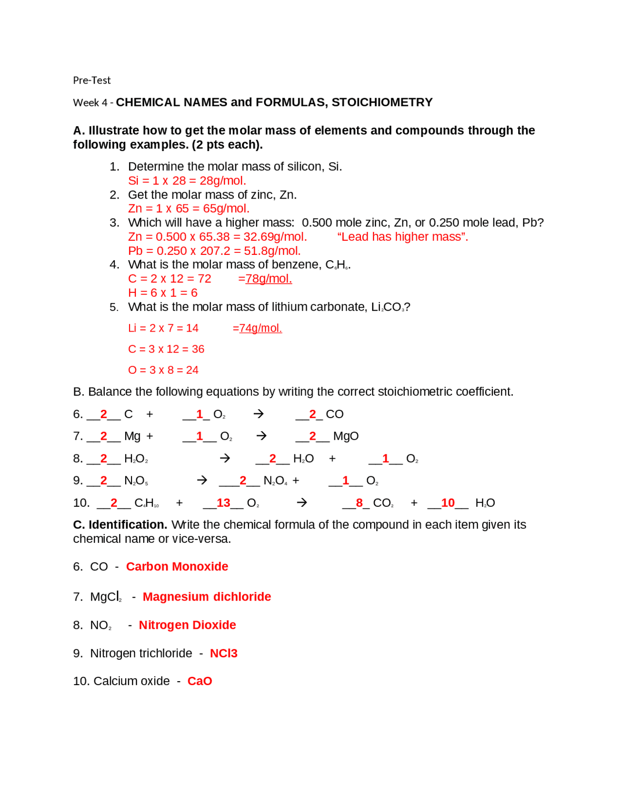 Chemical names and formulas - Docsity