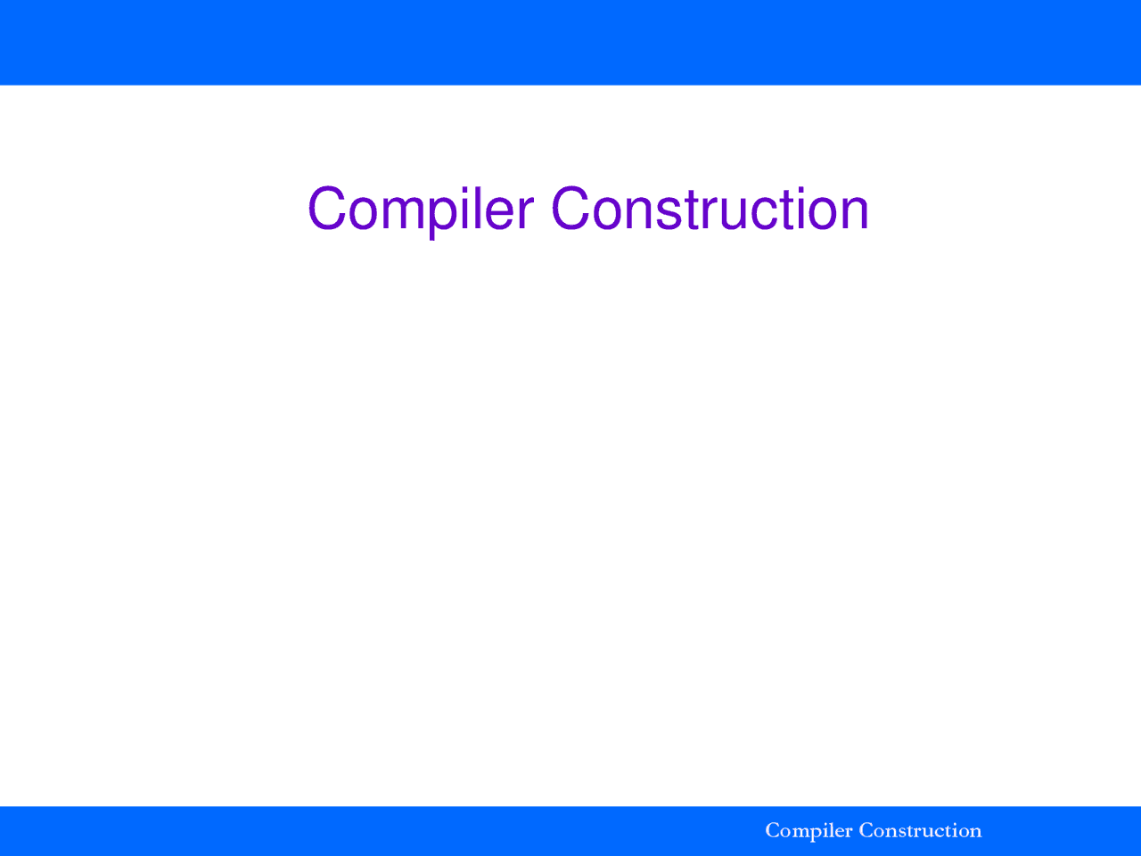 Lecture 1 Of Compiler Construction Docsity