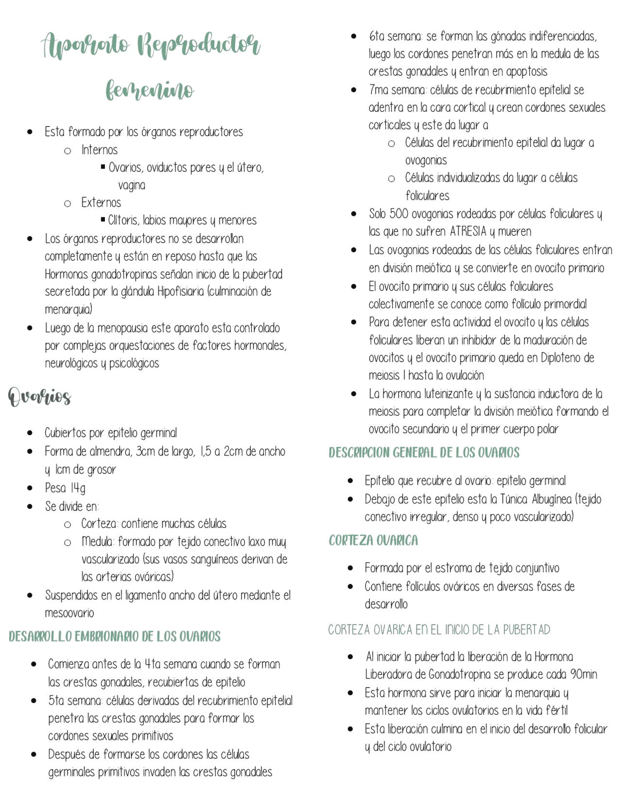 Aparato Reproductor Femenino Docsity
