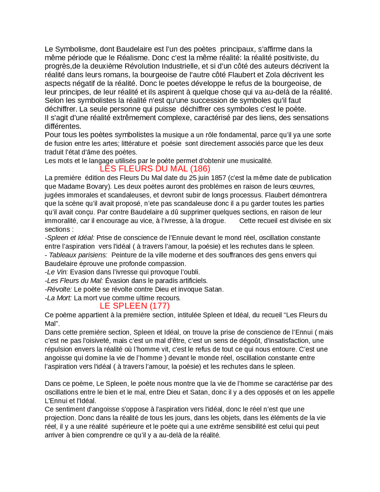Baudelaire Opere E Simbolismo Docsity