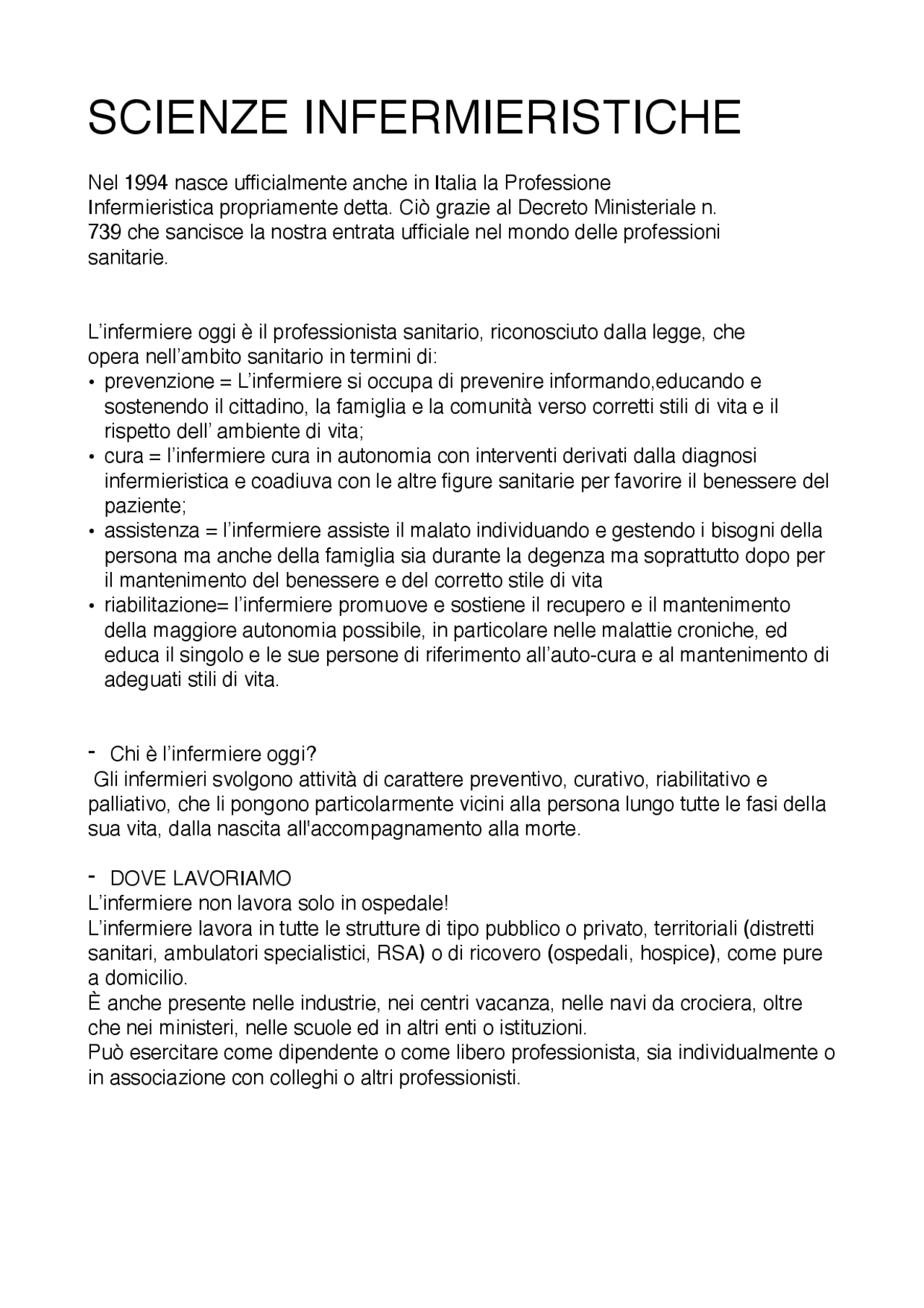 Dispense Scienze Infermieristiche Docsity