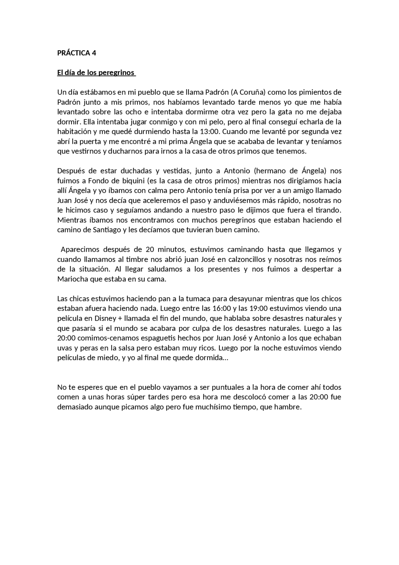 TRABAJO DE ESCRITURA PRÁCTICA - Docsity