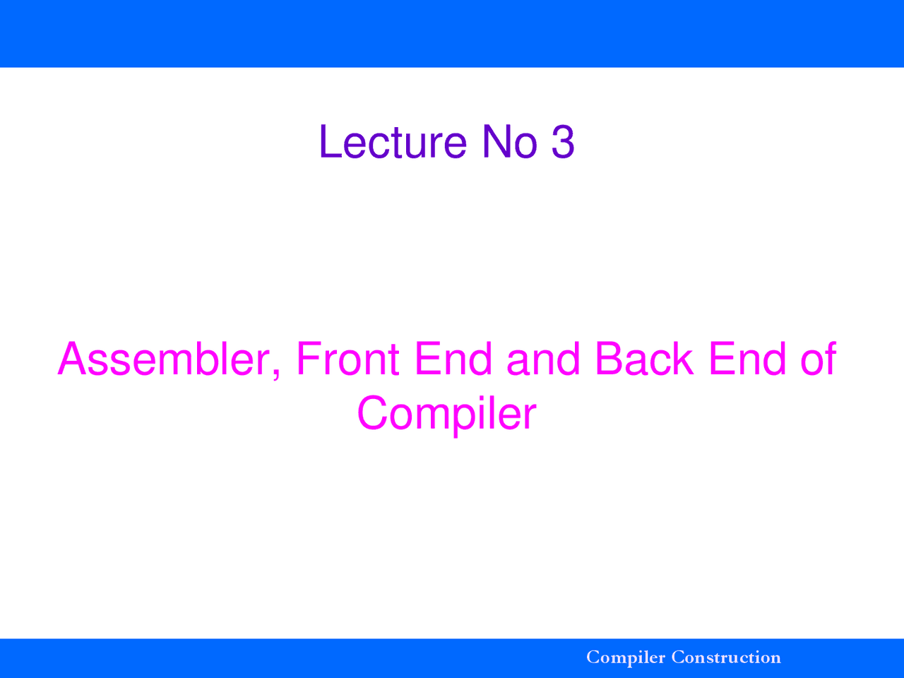 Lecture 3 Of Compiler Construction Docsity