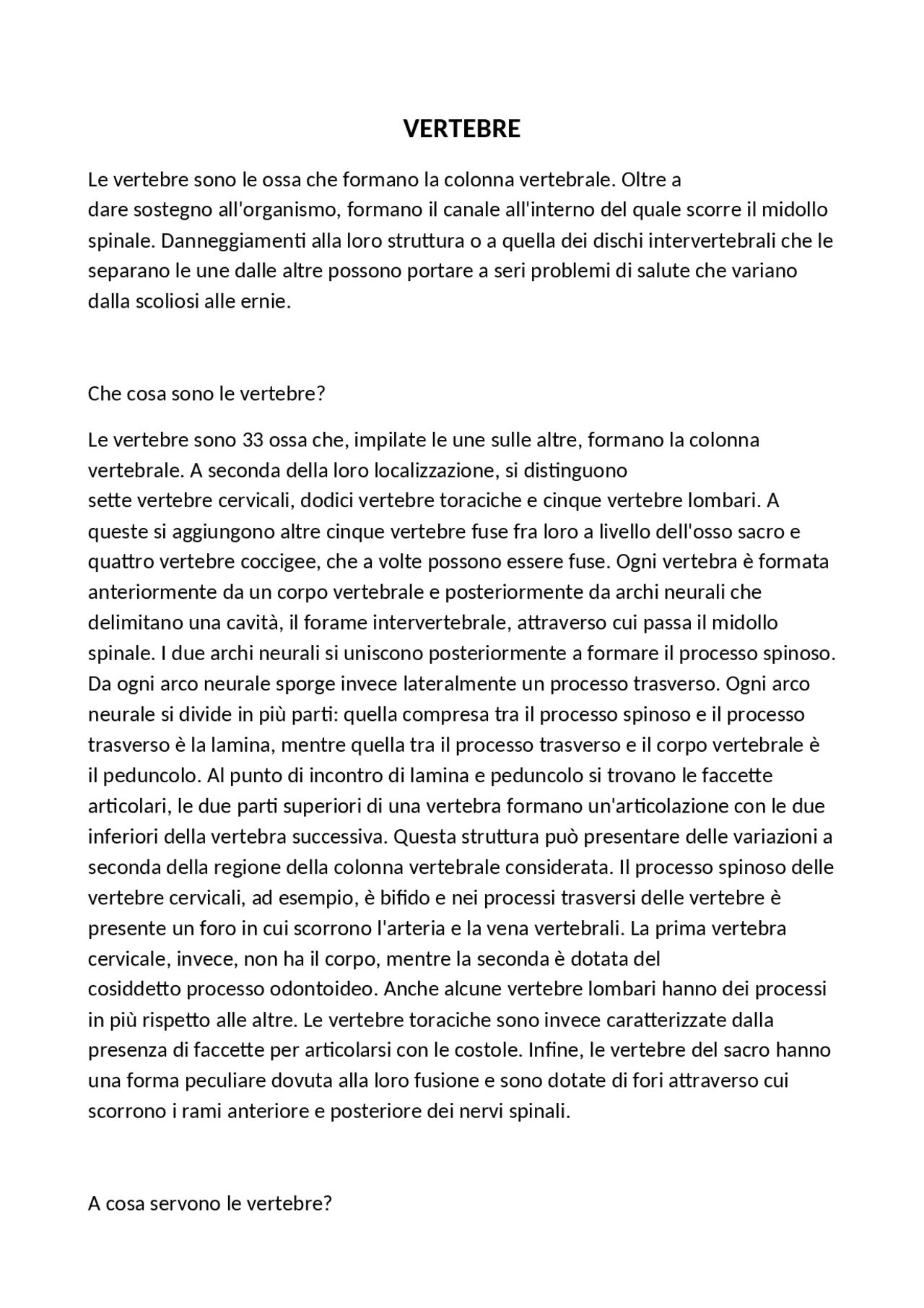 Vertebre Appunti Anatomia Docsity