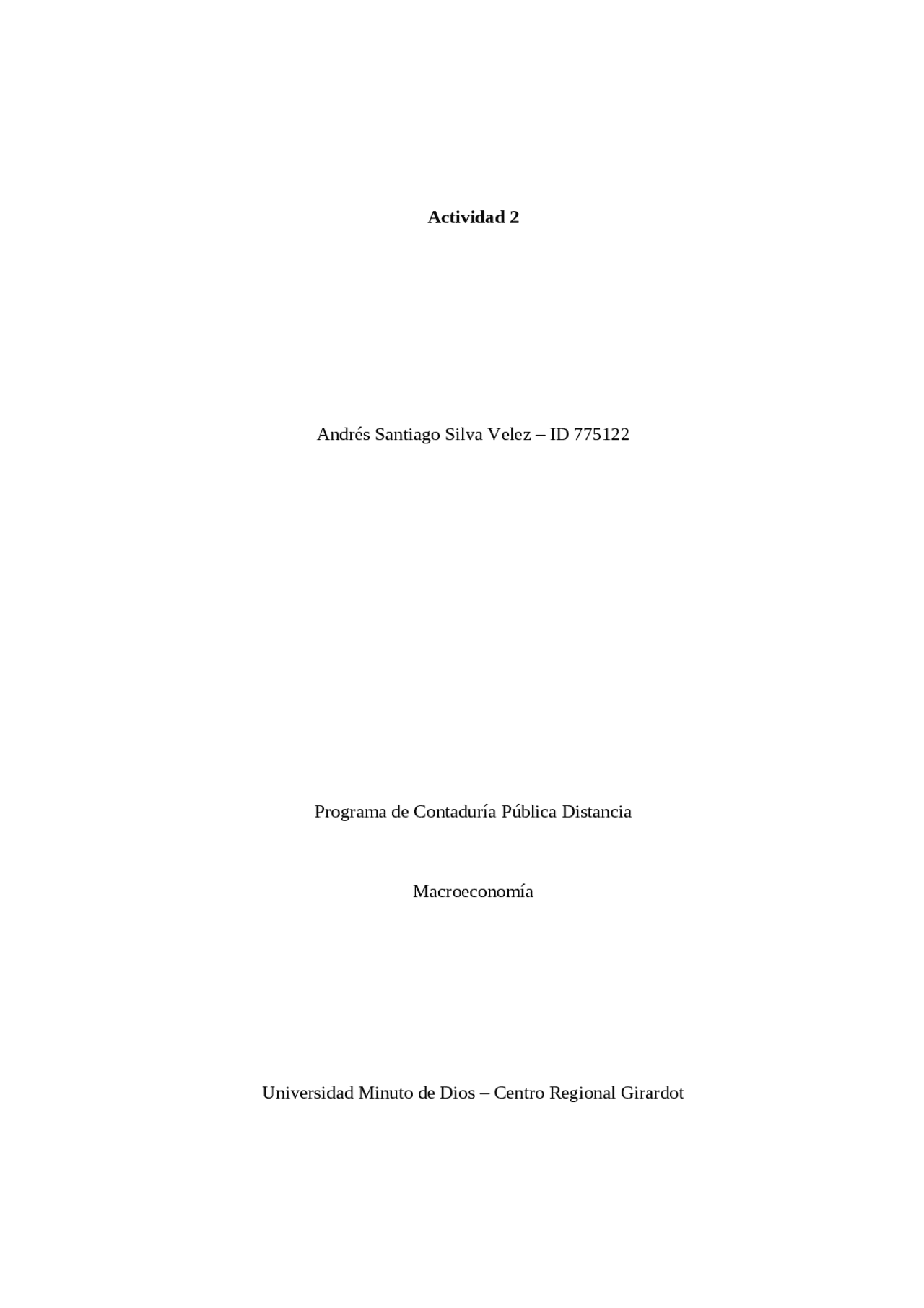 Taller Macroeconomía Ejercicios De Macroeconomía Docsity
