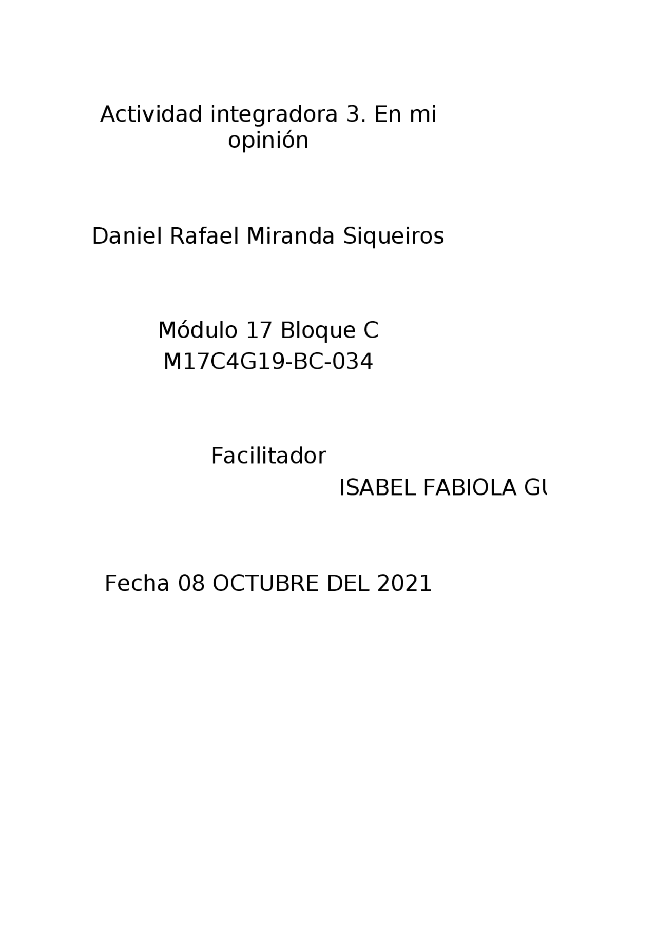 Actividad Integradora 3 En Mi Opinión Docsity