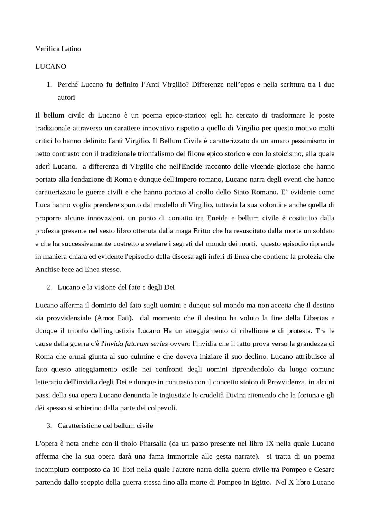Lucano Vita E Opere Docsity