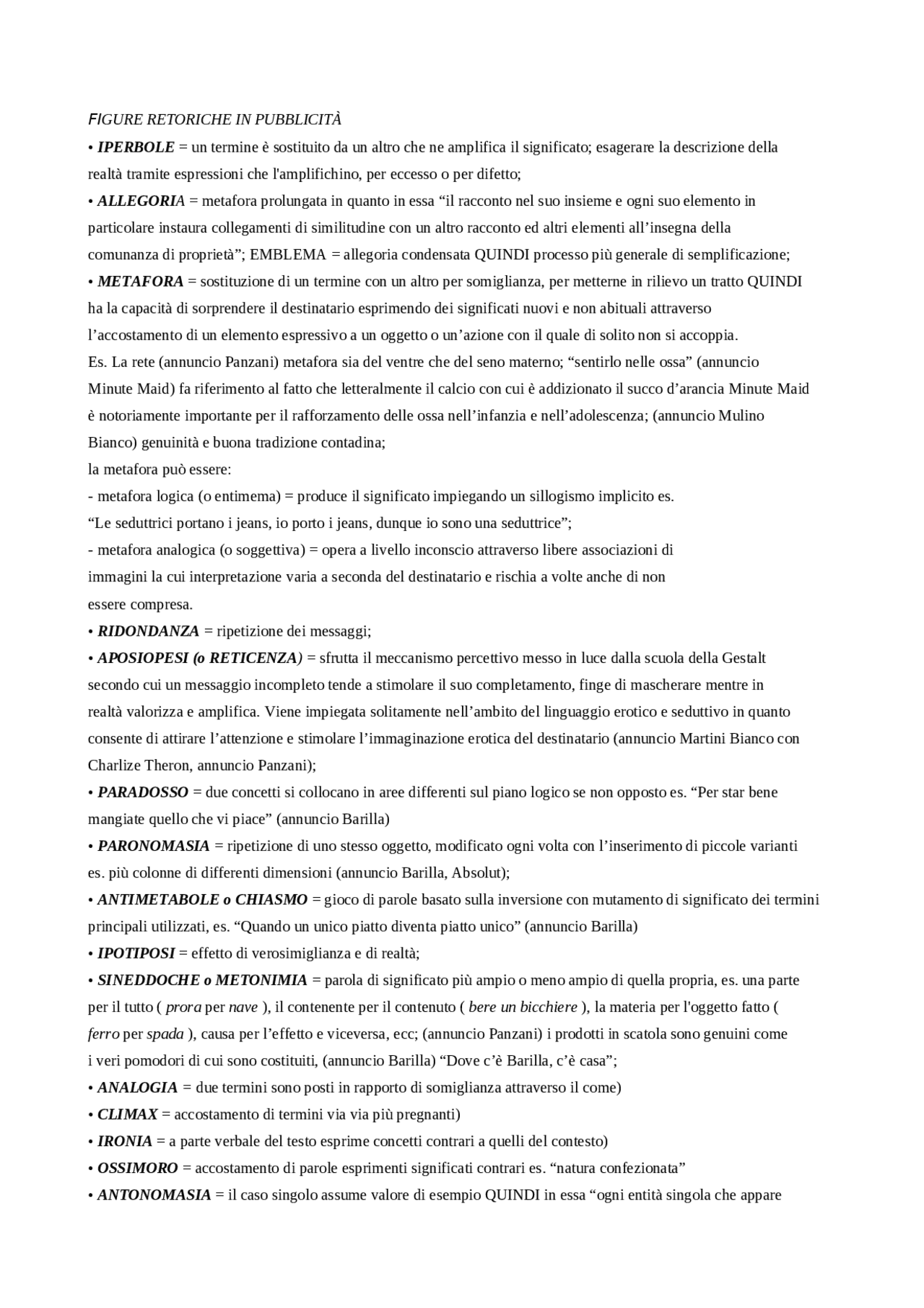 Elementi Per Analisi Pubblicità Esame Docsity