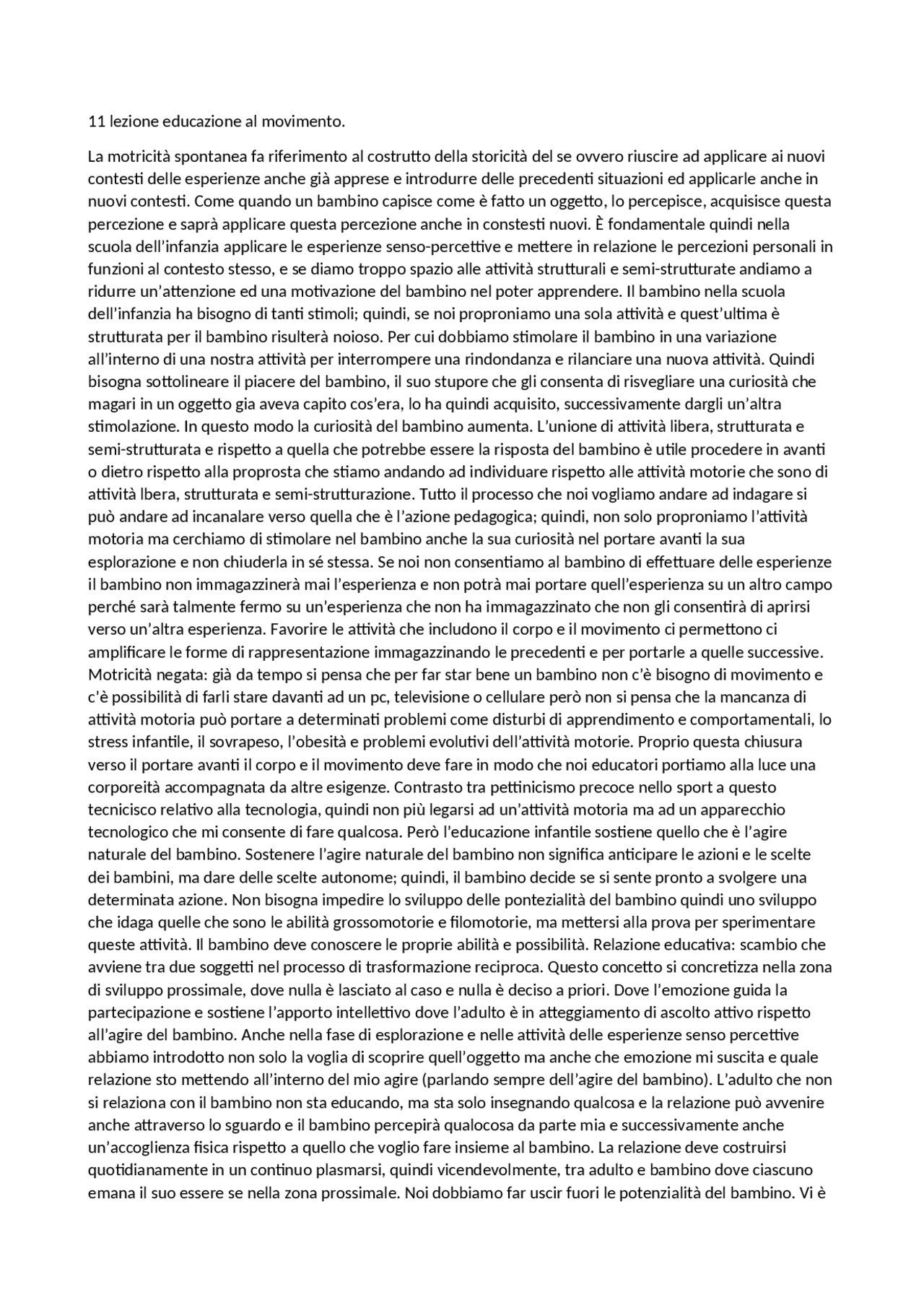 Riassunto della lezione - Docsity