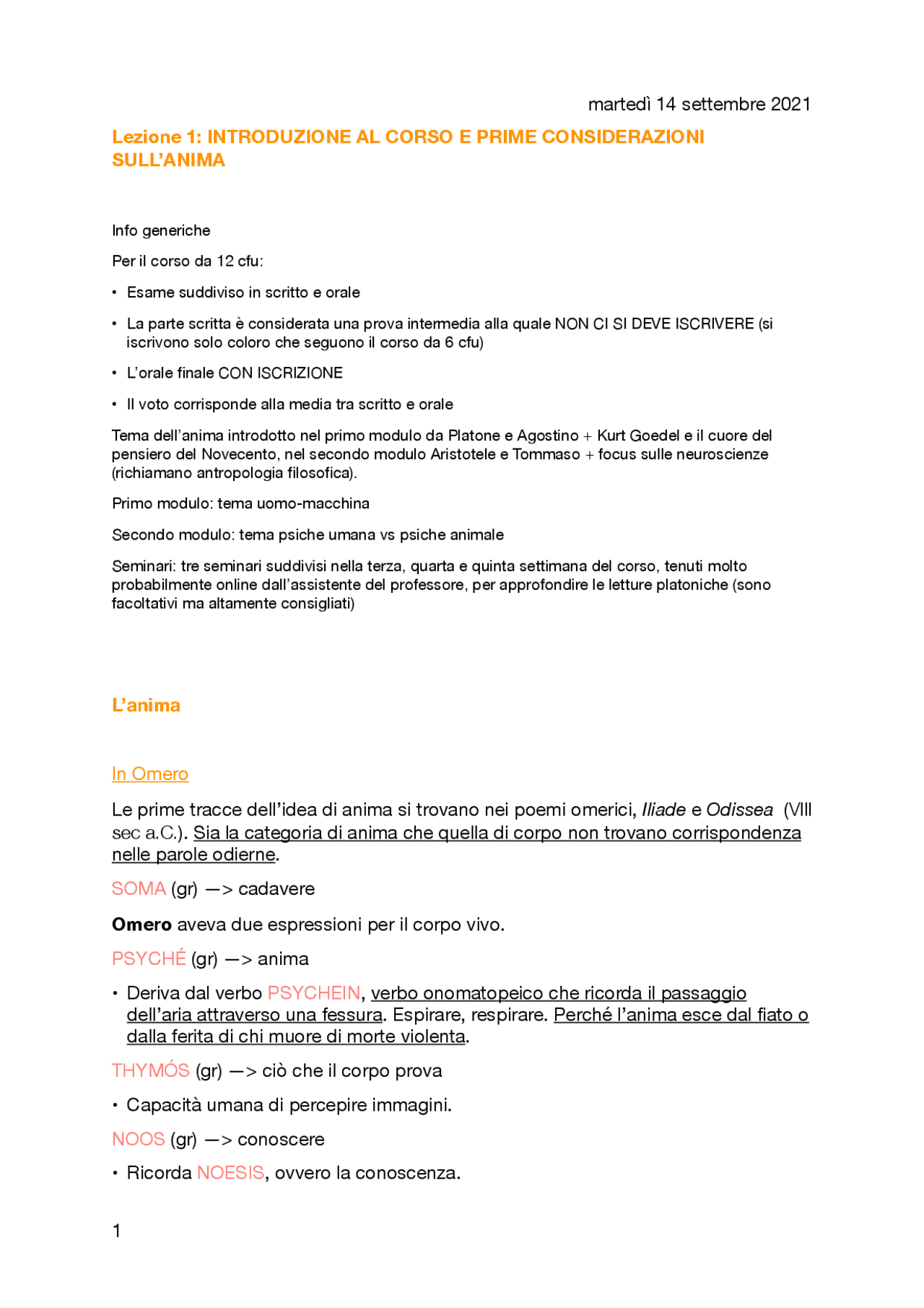 Il Concetto Di Anima Docsity