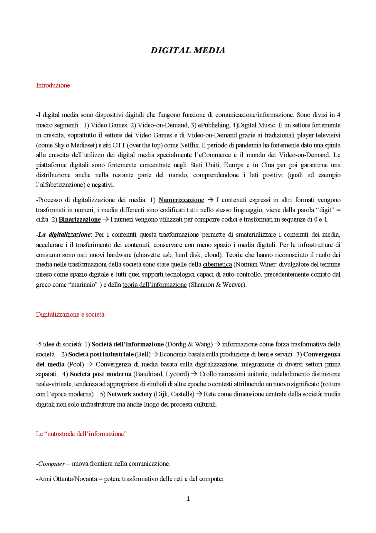Appunti Digital Media Docsity