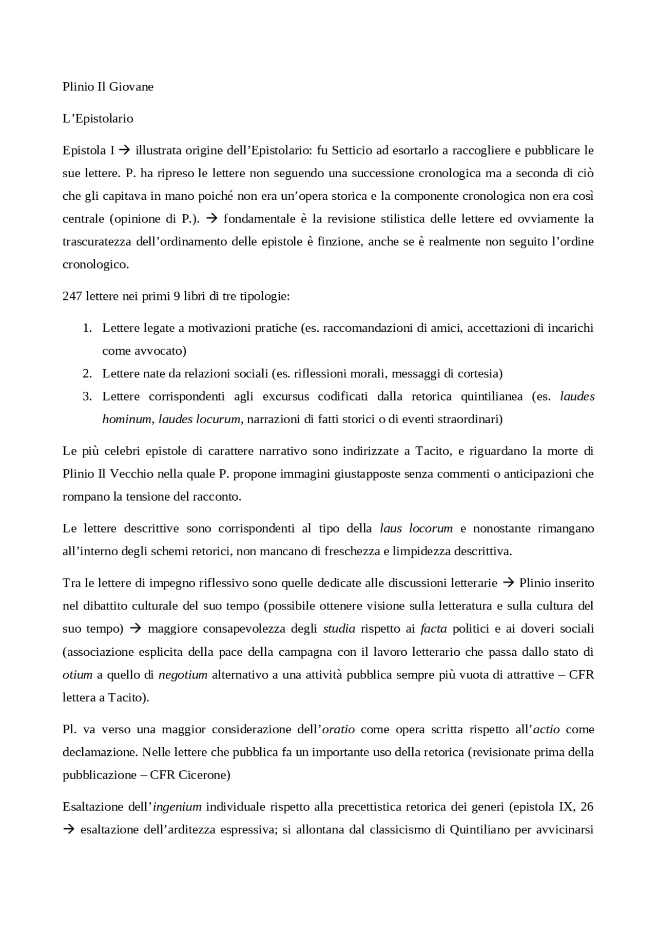 Plinio Il Giovane Vita E Opere Docsity