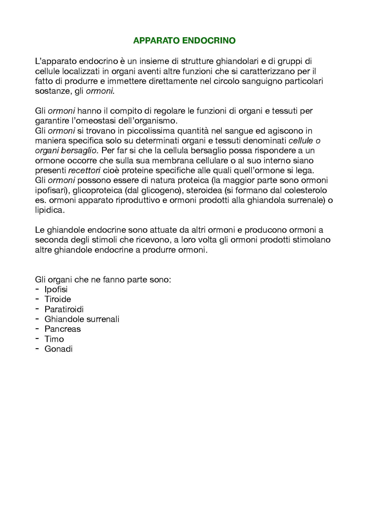 Anatomia Sistema Endocrino Dispense Di Anatomia Docsity