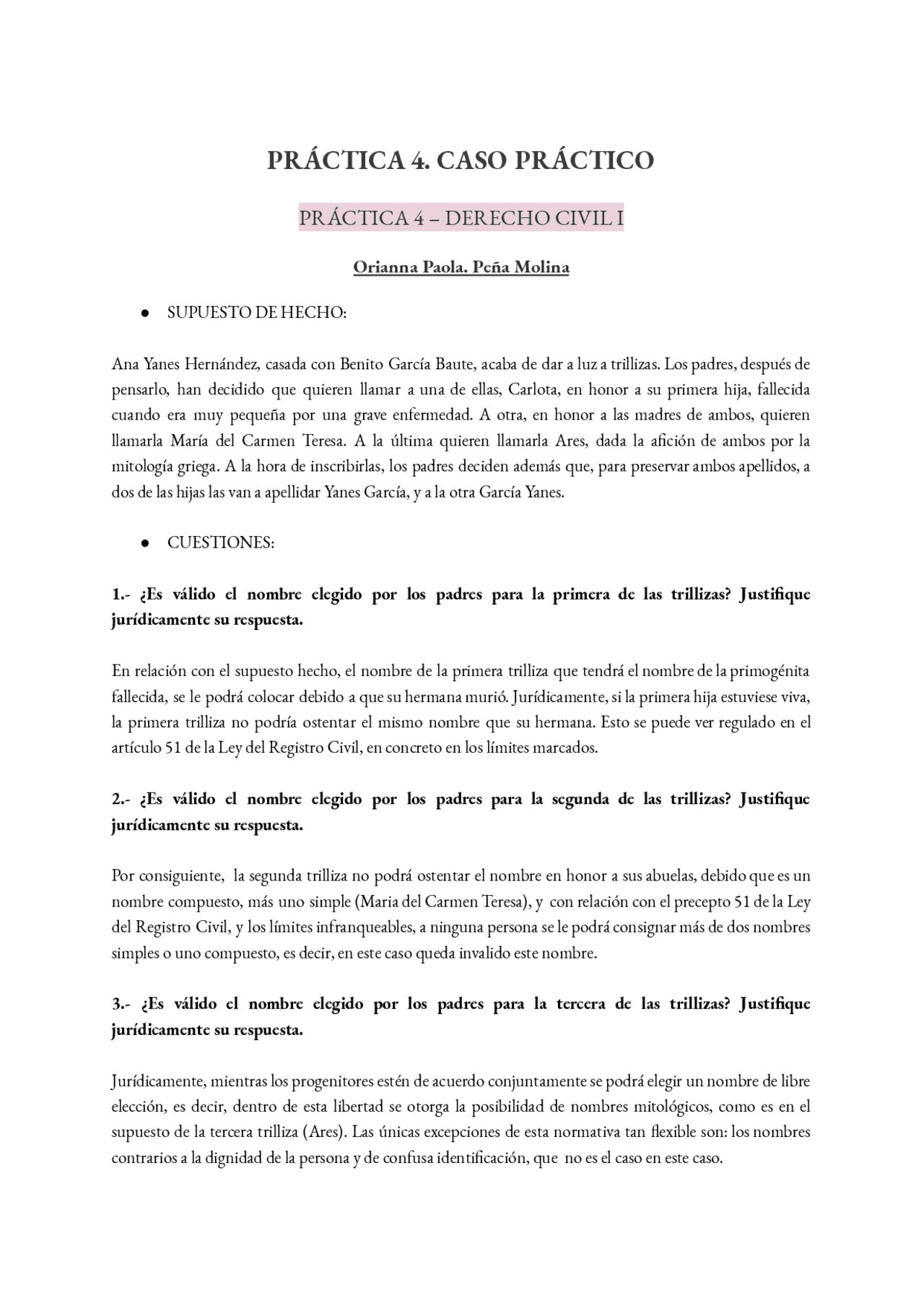 Práctica De Derecho Civil 1 Docsity