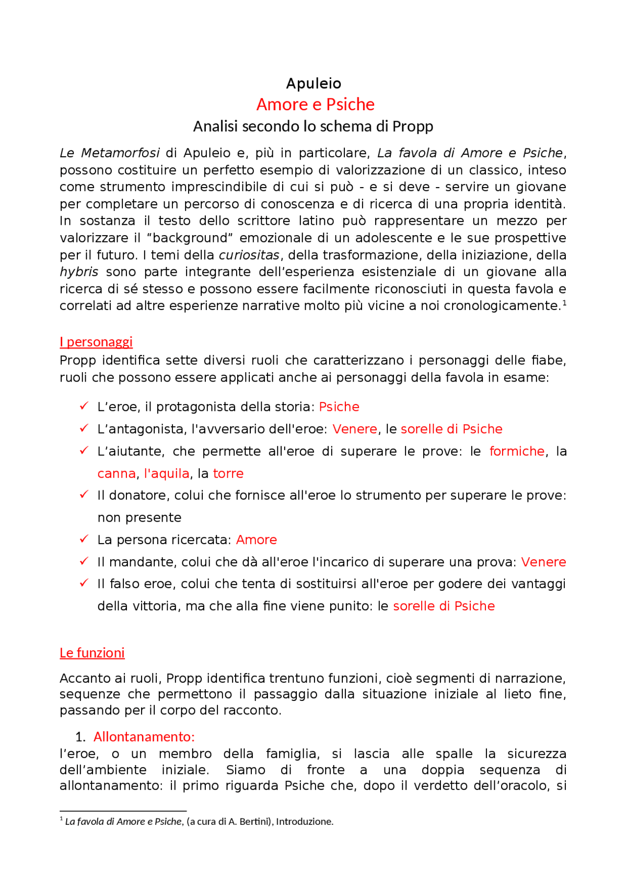 Amore E Psiche Analisi Secondo Lo Schema Di Propp Pt1 Appunti Di