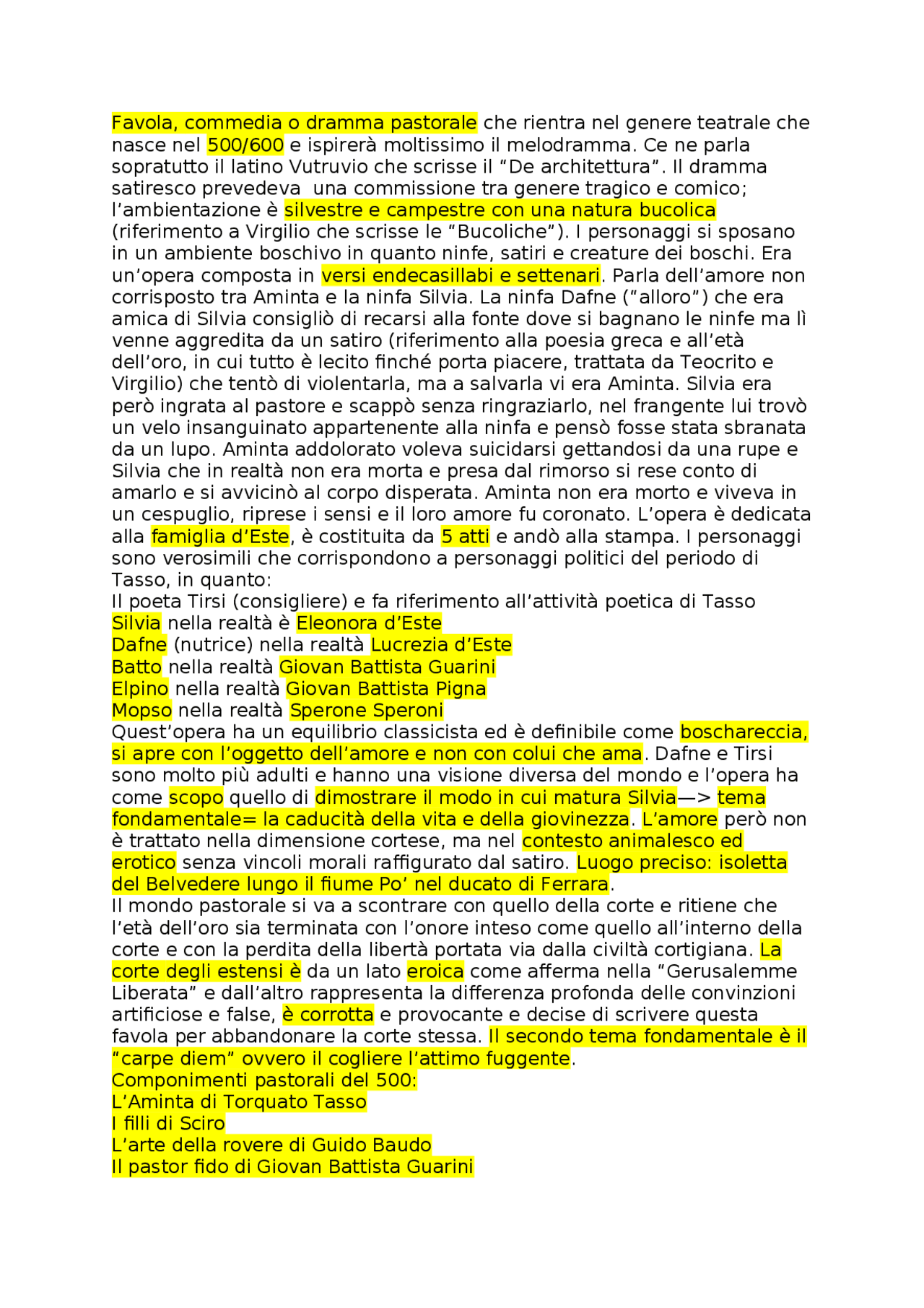 Laminta Di Torquato Tasso Docsity