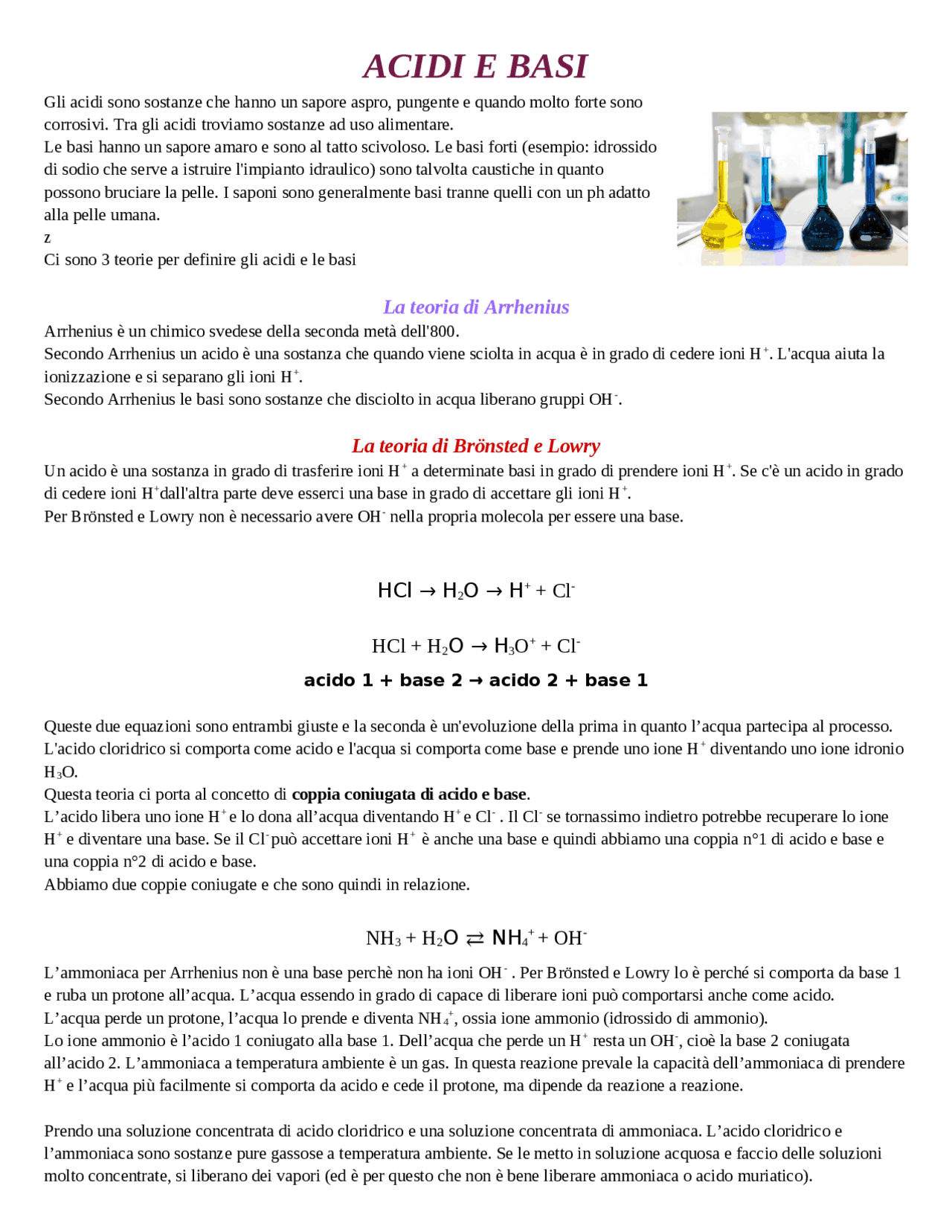Appunti Di Chimica Su Acidi E Basi Docsity