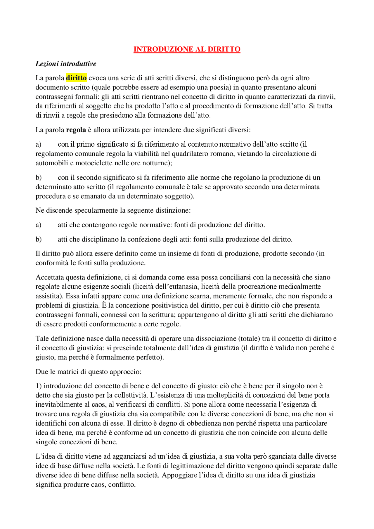 Appunti Lezioni Introduzione Al Diritto Docsity